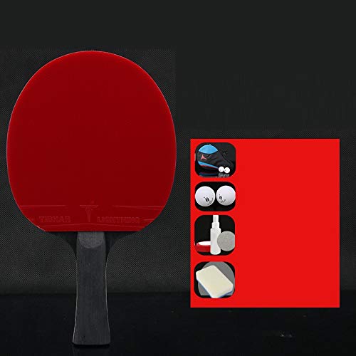 Hewen-Ping Pong Set Professional Table Tennis Racket Pingpong Paddle Ping Pong Bat Set with 1 Rackets, 10 Balls and Racket Case Table Tennis Bat (Color : 6 Star, Size : Short)