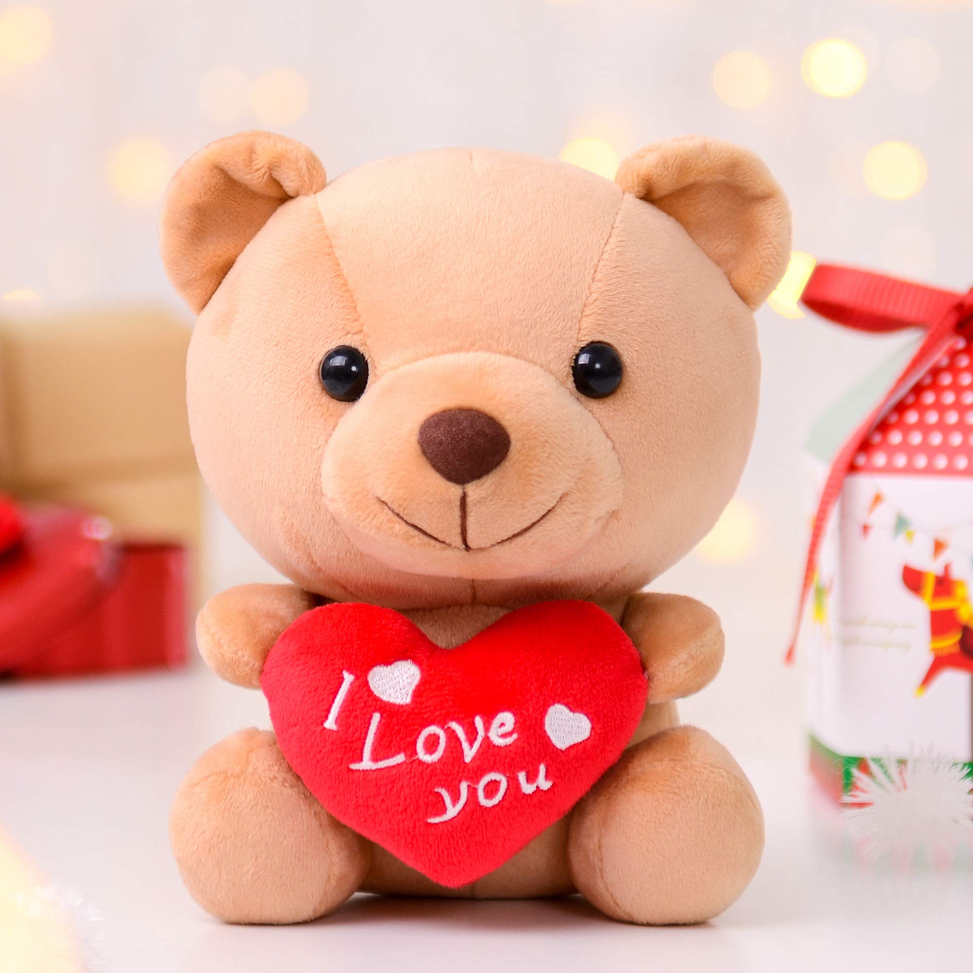 Gloveleya for Mom I Love You Stuffed Teddy Bear Gifts for Mom Holding Heart Bear Plush Toy 6 Inches
