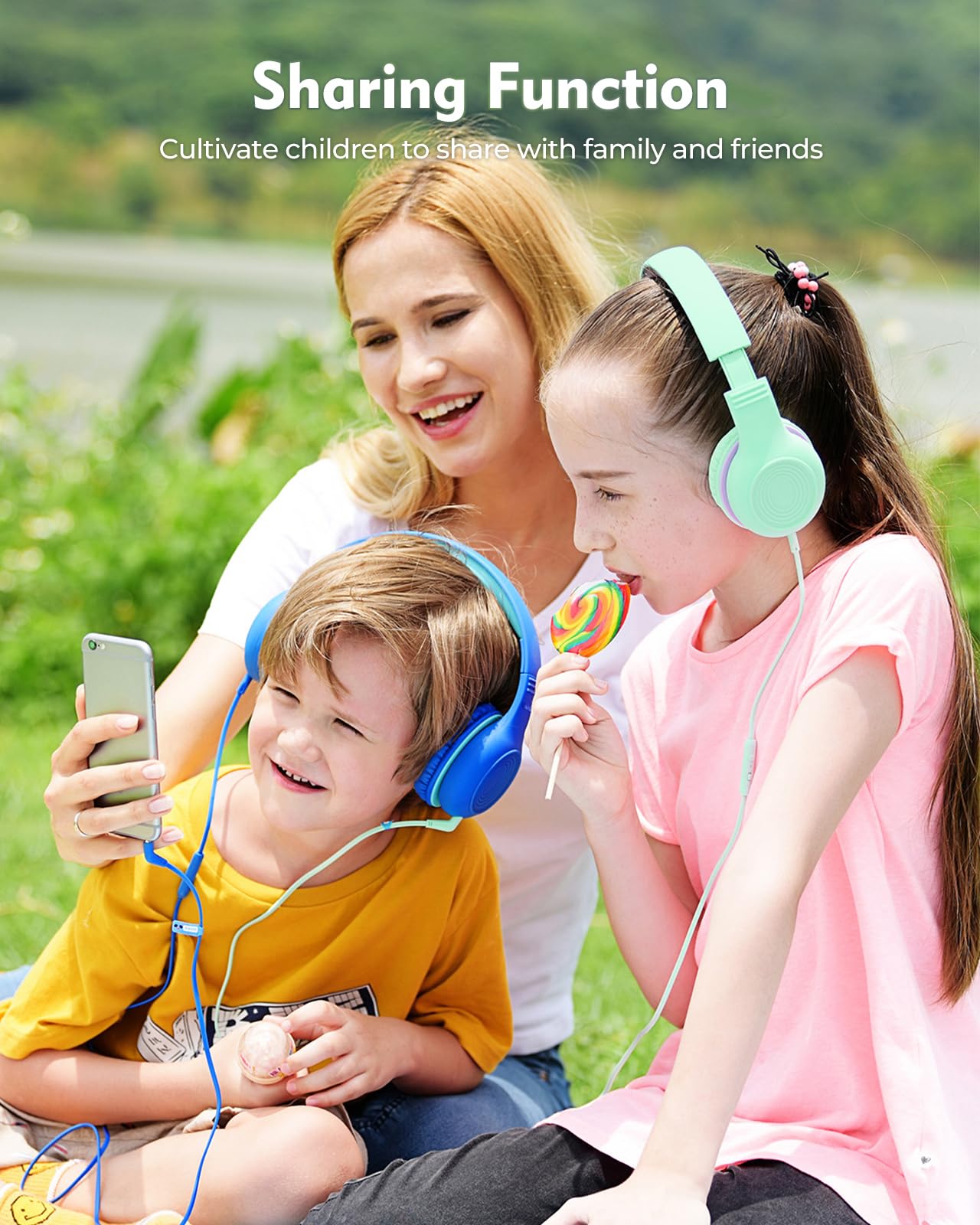 Kids Headphones with Microphone, KLYLOP Wired Headphone Over-Ear for Kids for School, 85/94dB Volume Limiter, Girls Boys Headphones for Kid with Share Function, Foldable Headset for iPad Kindle Tablet