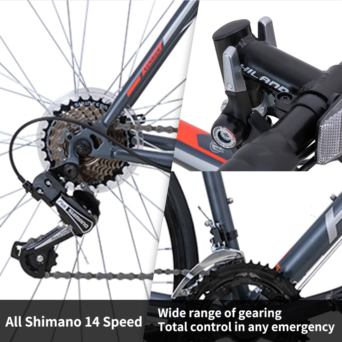 Hiland Road Commuter Bike 700C Wheels 14 speeds Racing Bike for Men Womens