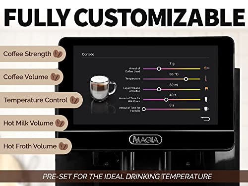 Zulay Powerful Milk Frother & Magia Super Automatic Coffee Espresso Machine - Frother Handheld Foam Maker for Lattes - Espresso Coffee Maker With Easy To Use 7β Touch Screen - Drink Mixer for Coffee