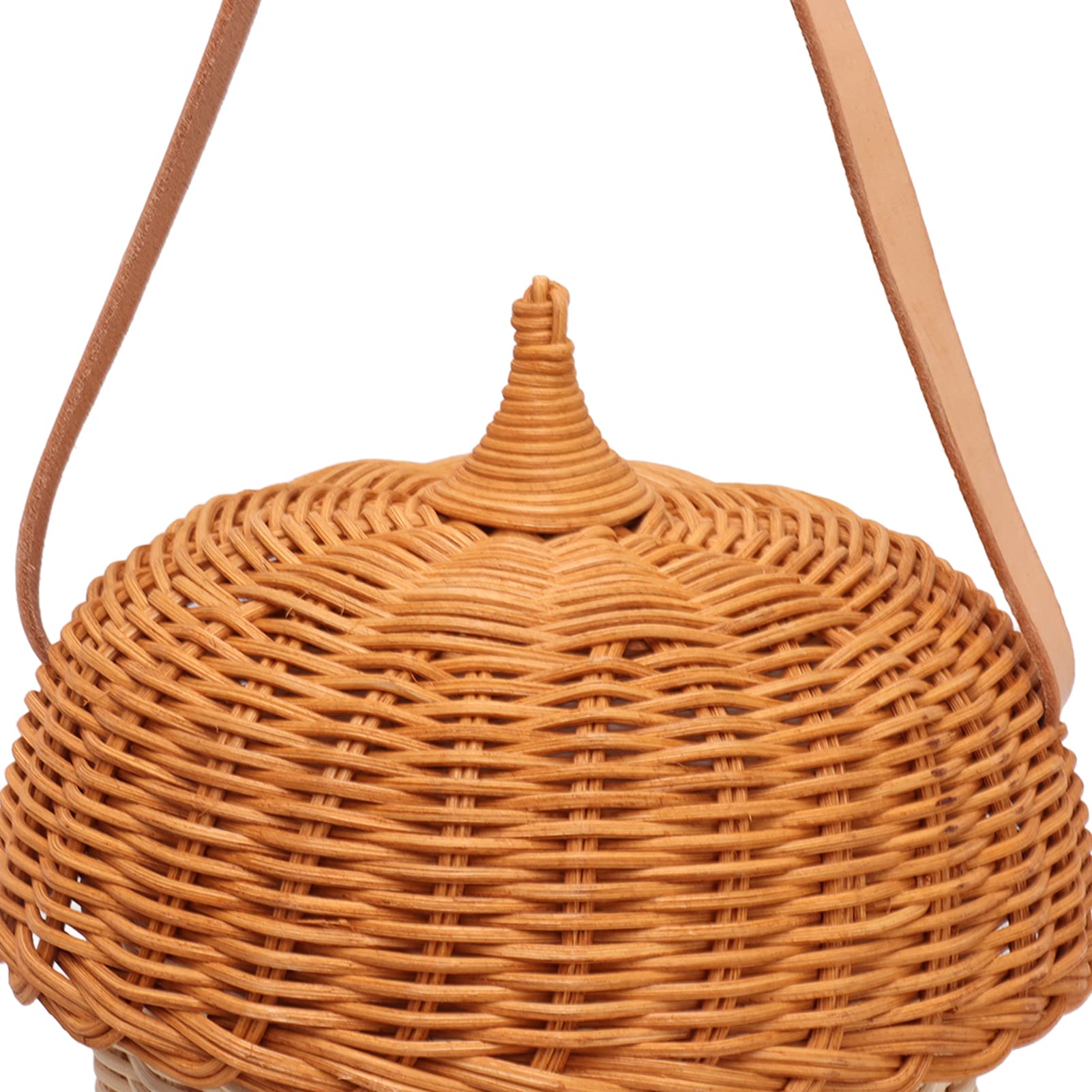 Zerodis Kids Rattan Storage Basket, Cute Photography Props Exquisite Hand Woven Decorative Rattan Basket Bag Acorn Shaped for Home (Large Handbag)