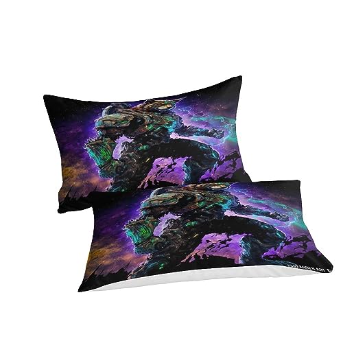 GEEYOU Cosmic Space Wolves 3D Print Quilt Cover Comforter Covers Duvet Cover for Teens and Adults Bedding Set with Pillow Cases with Zipper Closure Soft Microfiber 3 Pieces Queen(228x228cm)