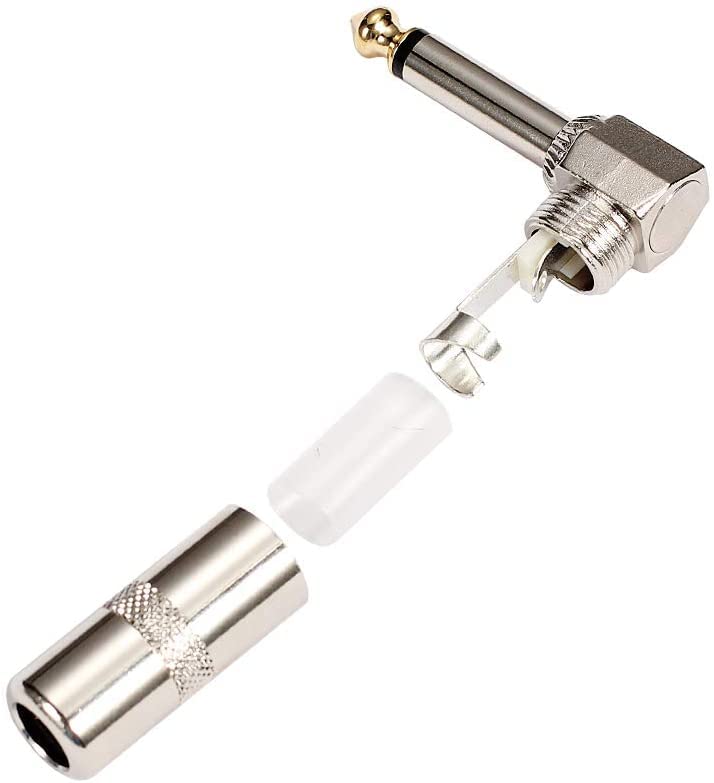 HUASEN TS Plug,1/4" Straight 6.35mm Heavy Duty TS Mono Male Solder Type Jack Connector for DJ Mixer Speaker Cables Guitar Cables Microphone Cables (Straight TS Plug 5PACK)