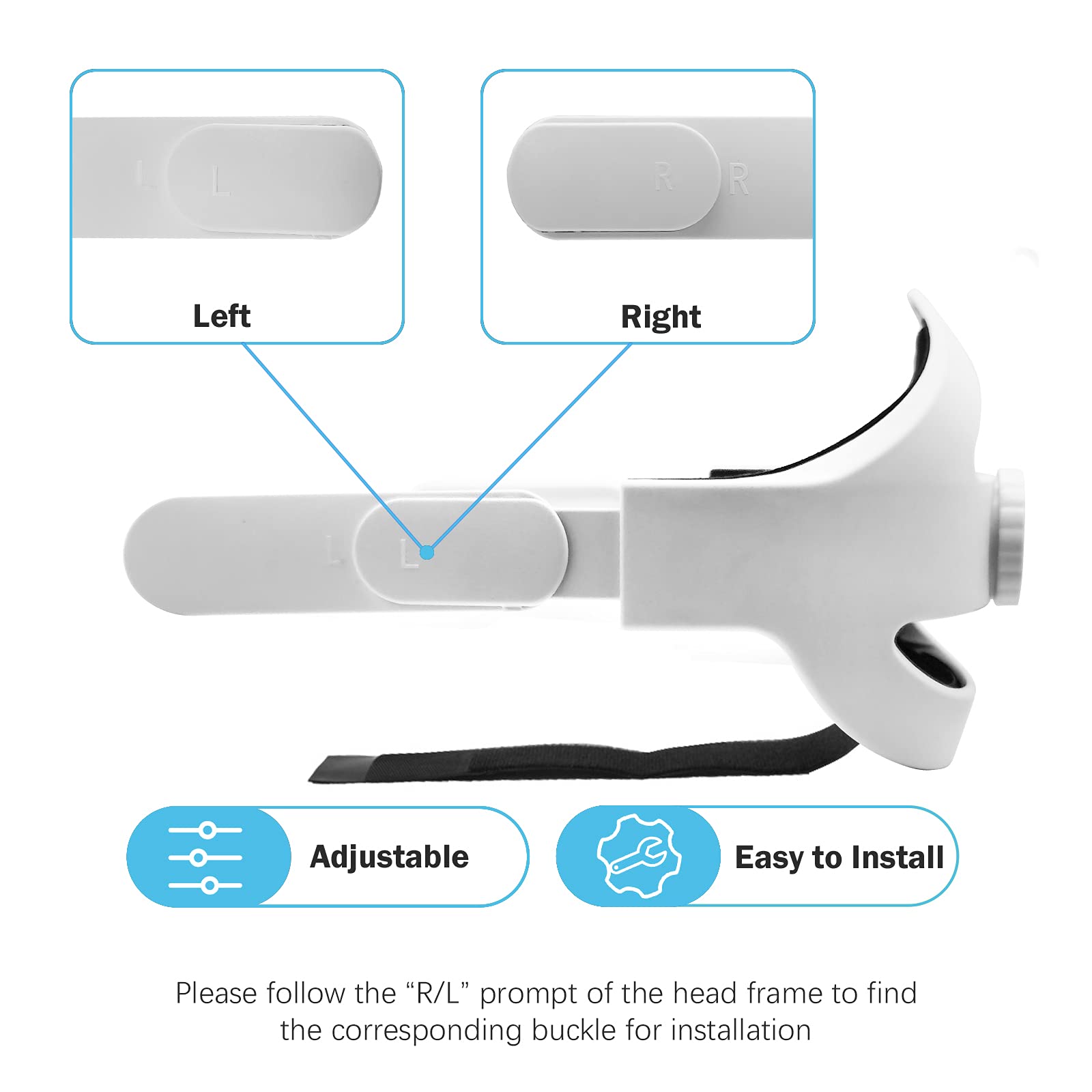 Head Strap Compatible with Oculus Quest 2 Adjustable Replacement for Elite Strap-Headband Enhanced Support and Reduce Head Pressure in VR, Comfortable Protective Strap for Oculus Quest 2 Accessories