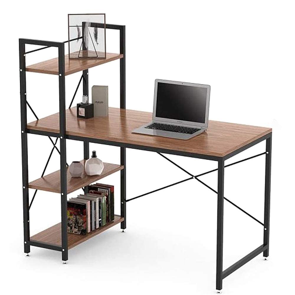 IBAMA Home Office Desk and Shelves, Study Writing Table with Bookshelves Ample Storage Space Modern Frame Compact Wood Desktop Home Work Office Workstation