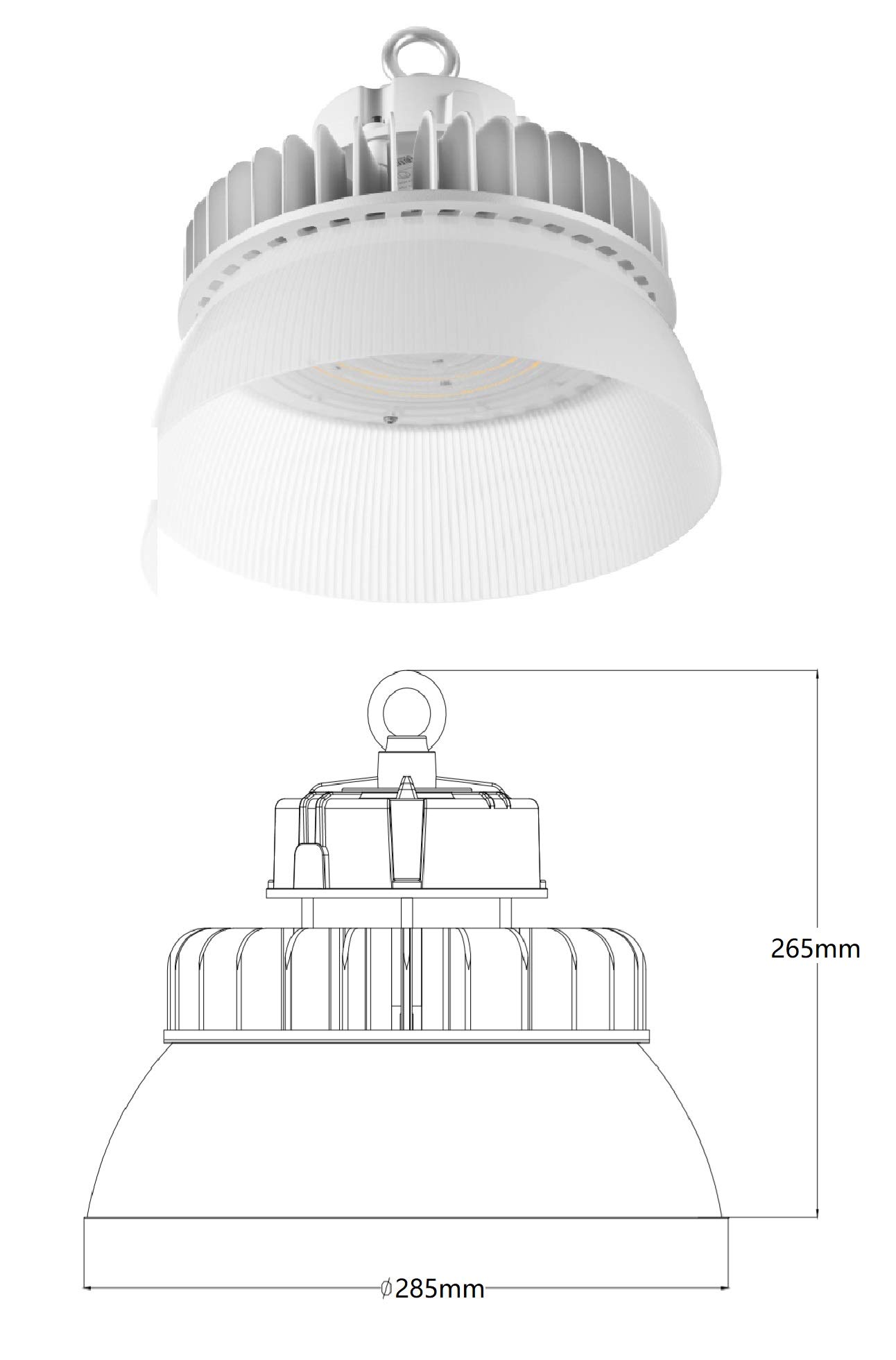 GRANDLUMEN 150W LED High Bay UFO Light, ETL Certified, 5000K Crystal White, LED Warehouse Lighting with PC Reflector