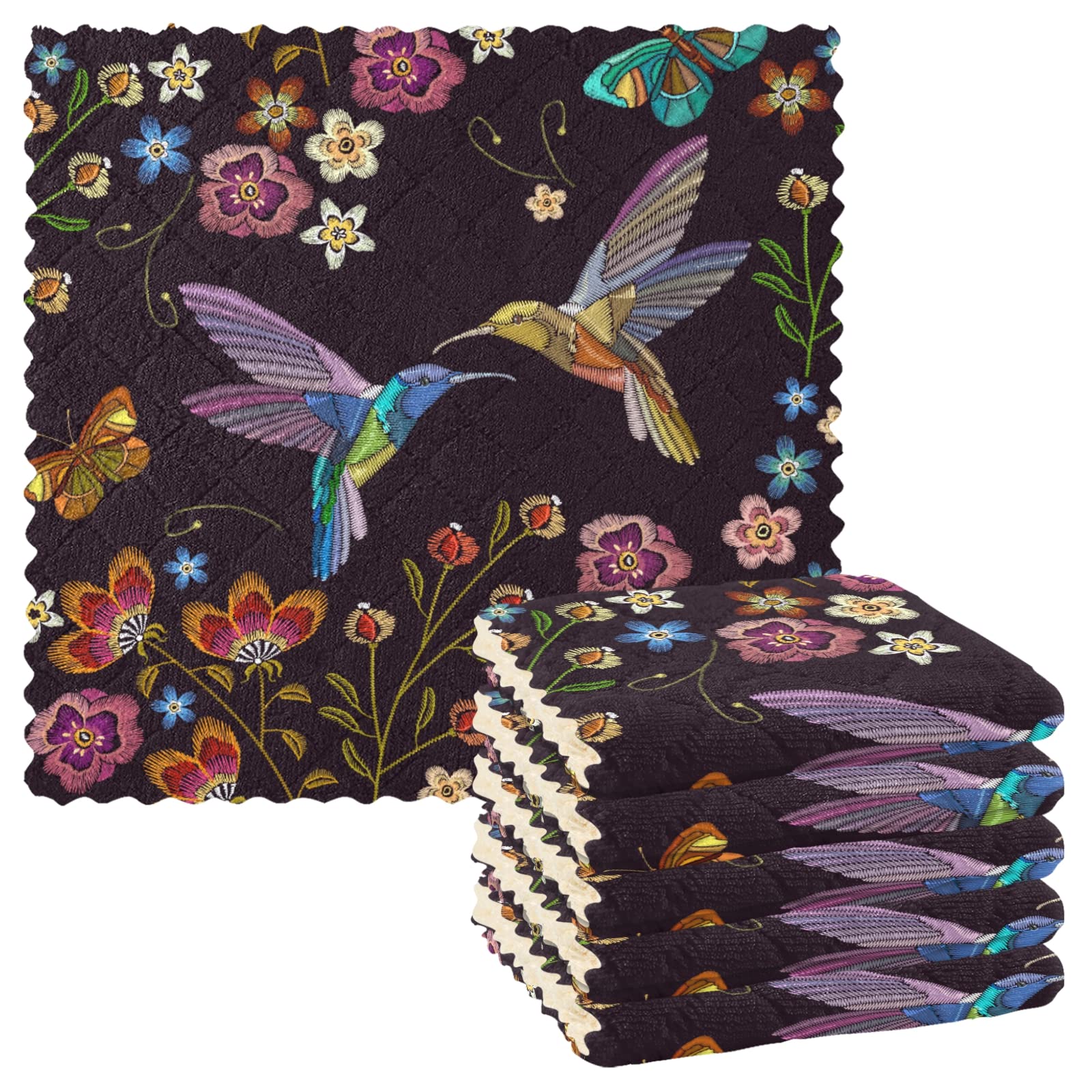 JSTEL Hummingbird Dish Towels for Drying Dishes,Hummingbird Kitchen Cloth Dish Towels Premium Dishcloths Super Absorbent Fast Drying