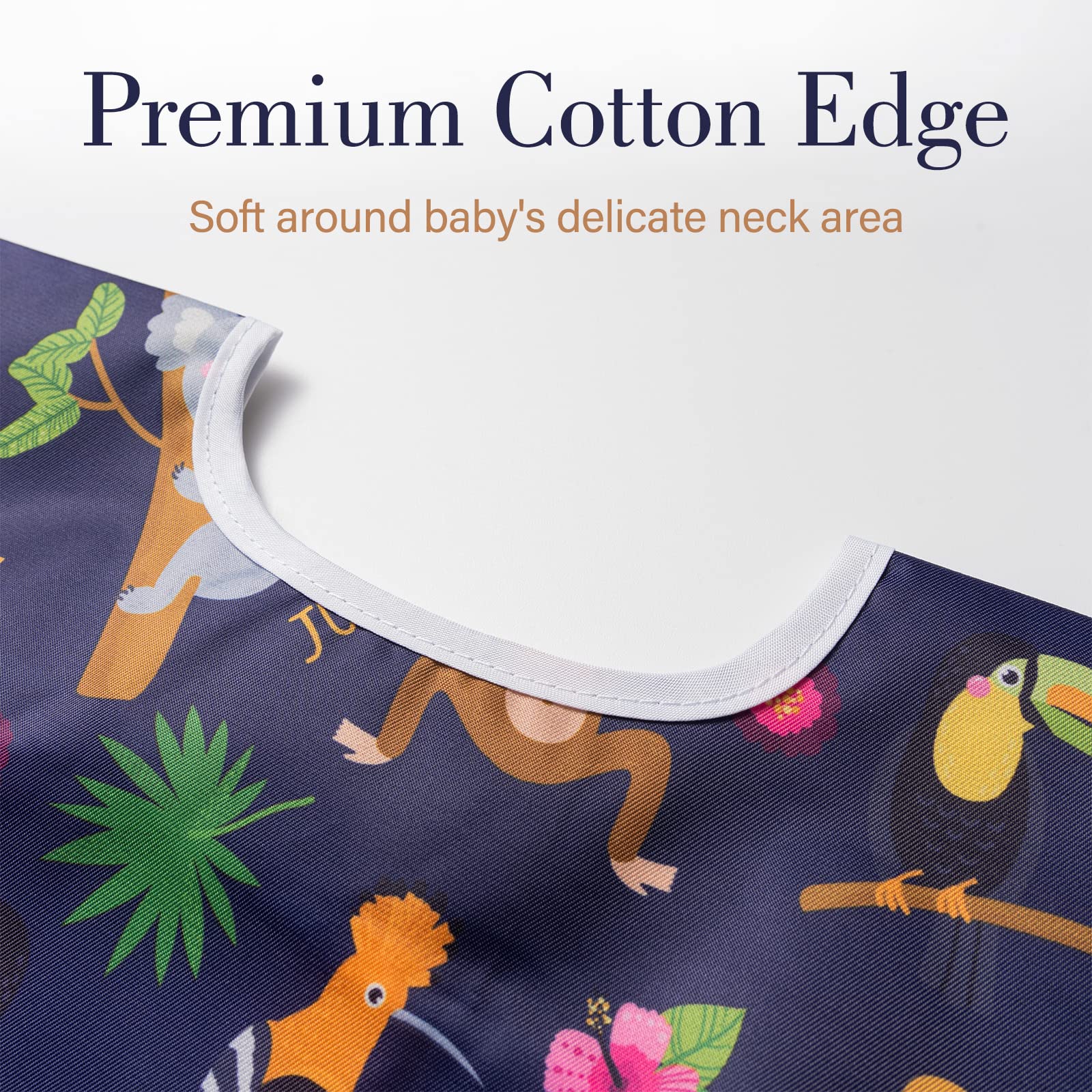 Long Sleeve Bib Shirt, Baby Smock for Eating with Pockets, Full Sleeve Waterproof Bib Apron for Babies Girls Boys Feeding, 3 Pack Sleeved Bib Set