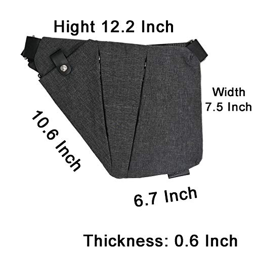 TOLOG Sling Bag Fashion Digital Silm Shoulder Bag Men Multi-functional Crossbody Backpack Anti-theft Gun Chest Bag (Right Hand)