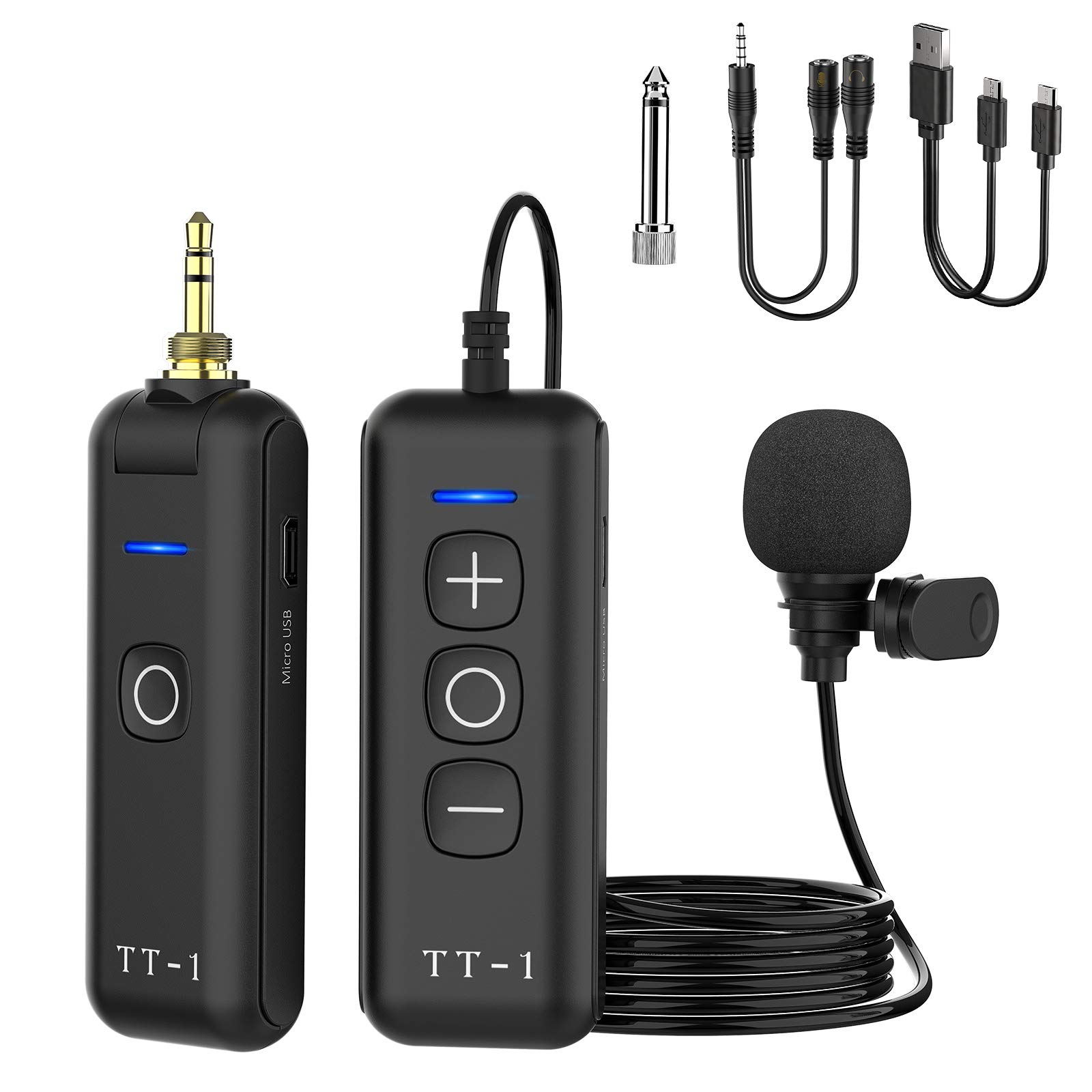 GoorDik Wireless Lavalier Lapel Microphone, Denoise Wireless Lav Mic System, Plug&play, 160ft Range, Wireless Transmitter&Receiver for iPhone, Camera, SmartPhone, Video Recording, YouTube, Vlogging