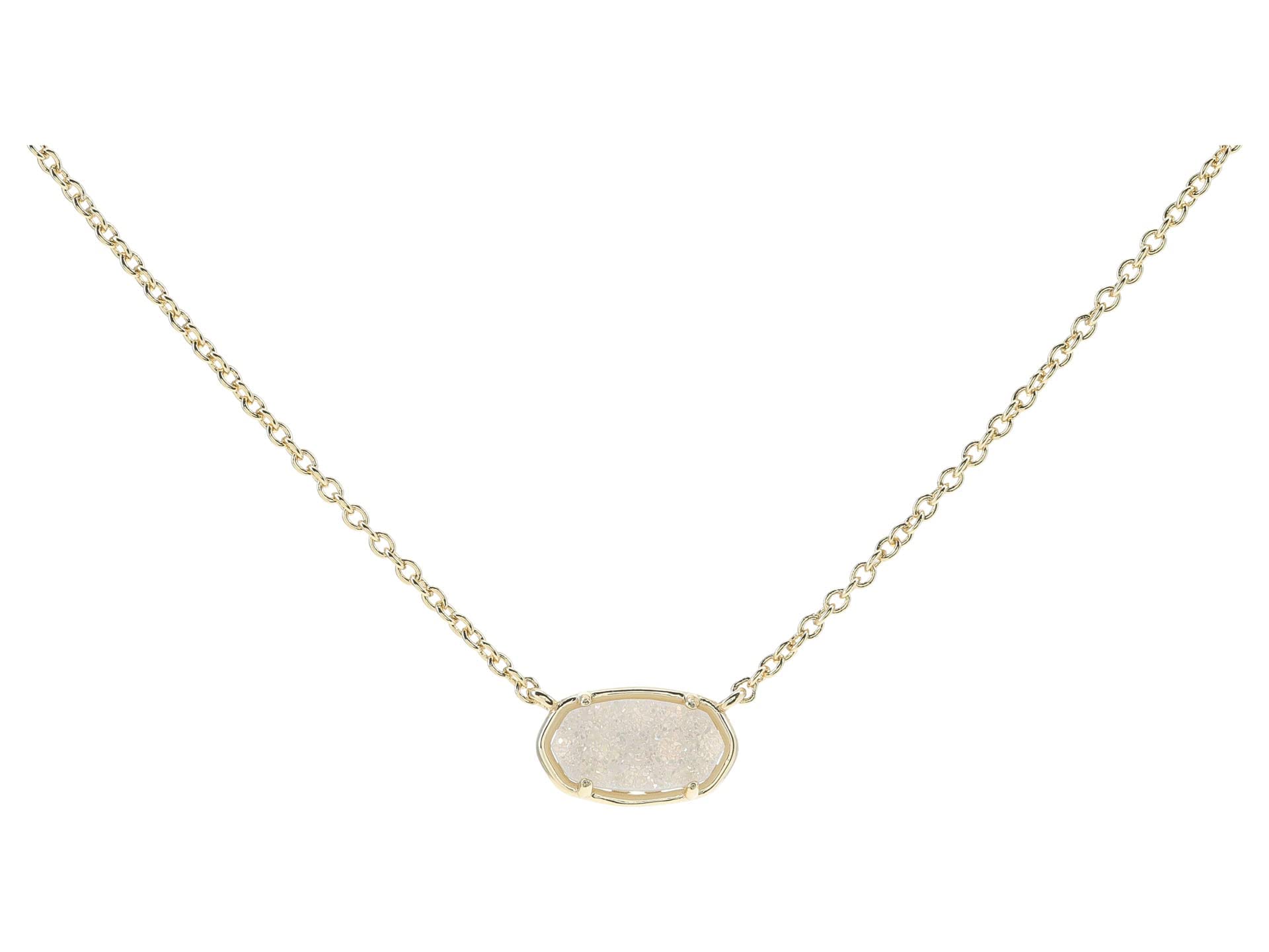 Kendra Scott® Grayson Stone Pendant Necklace – Brass Construction – 14K Gold Plating – Lobster Clasp Silver Black Cats Eye One Size One Size