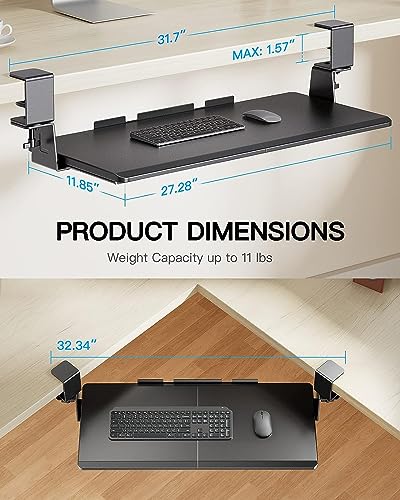 HUANUO Keyboard Tray Under Desk & Laptop Stand,Ergonomic Laptop Stand for Desk, Laptop Riser, Computer Stand Holder Compatible with 10-15.6 Inch Laptops, Silver