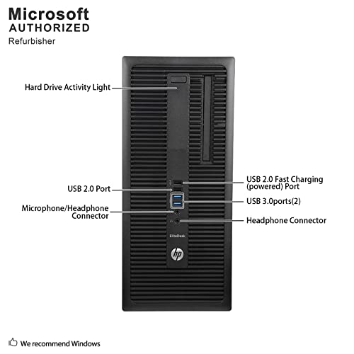 HP EliteDesk 800 G2 6th Gen Tower Business Desktop Computer, Intel Core i3 6100 3.7GHz,16G DDR4, 240G SSD, 2T, WiFi, BT 4.0, USB 3.0, VGA, DP, Win 10 64-Bit Supports EN/ES/FR(CI3)(Renewed)