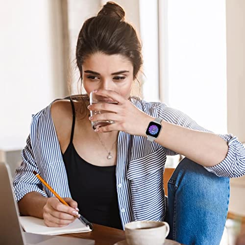 ZXCASD Metal Bands Compatible with Apple Watch Band 38mm 40mm 41mm for Women,Slim Stainless Steel Loop Magnetic Clasp Strap for iWatch Series 8 7 6 5 4 3 2 1 SE(38mm 40mm 41mm,Silver