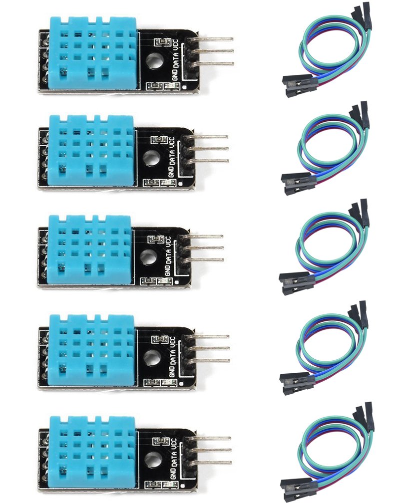 Hailege 5pcs DHT11 Digital Temperature Humidity Sensor Module Temperature Humidity Sensor 3.3V-5V Humidity Measure Range 20%-95% Temperature Measure Range 0-50℃ Celsius with Dupont Wires