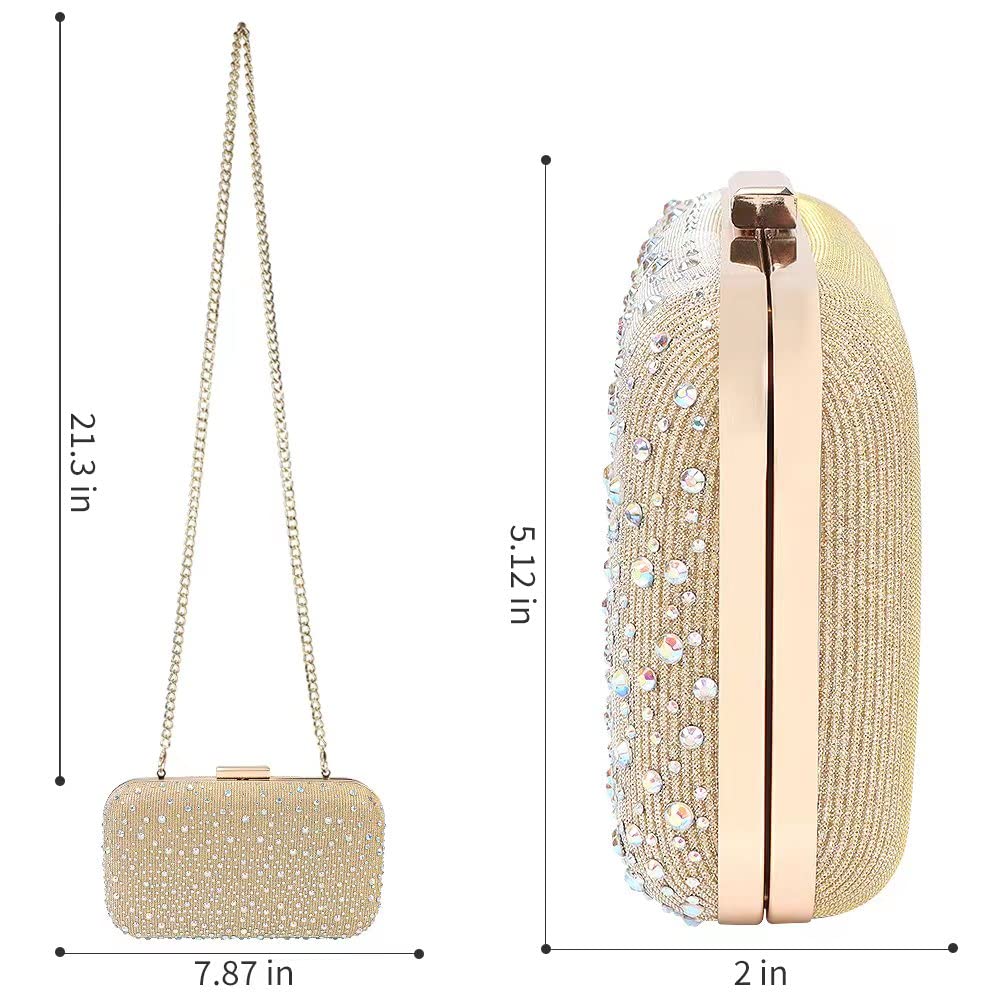 JunLing Evening Bag (Gold) Women's Clutch Handbags Crystal Bag Crossbody Bags Blingbling Sparkle Clutch