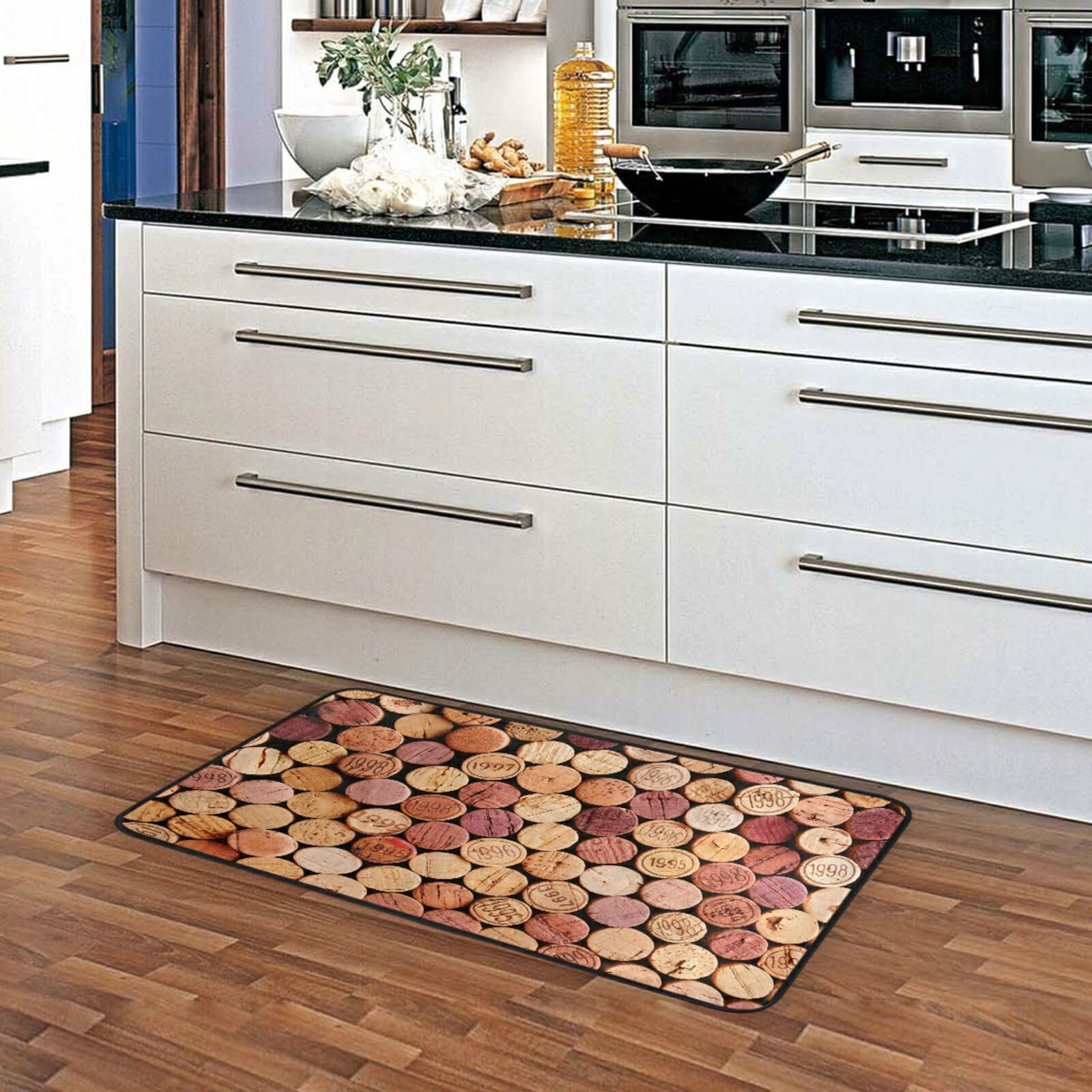 Kitchen Rug Wine Cork Bathroom Area Floor Mat Washable Non-Slip Bath Carpet Doormat 39x20 inch