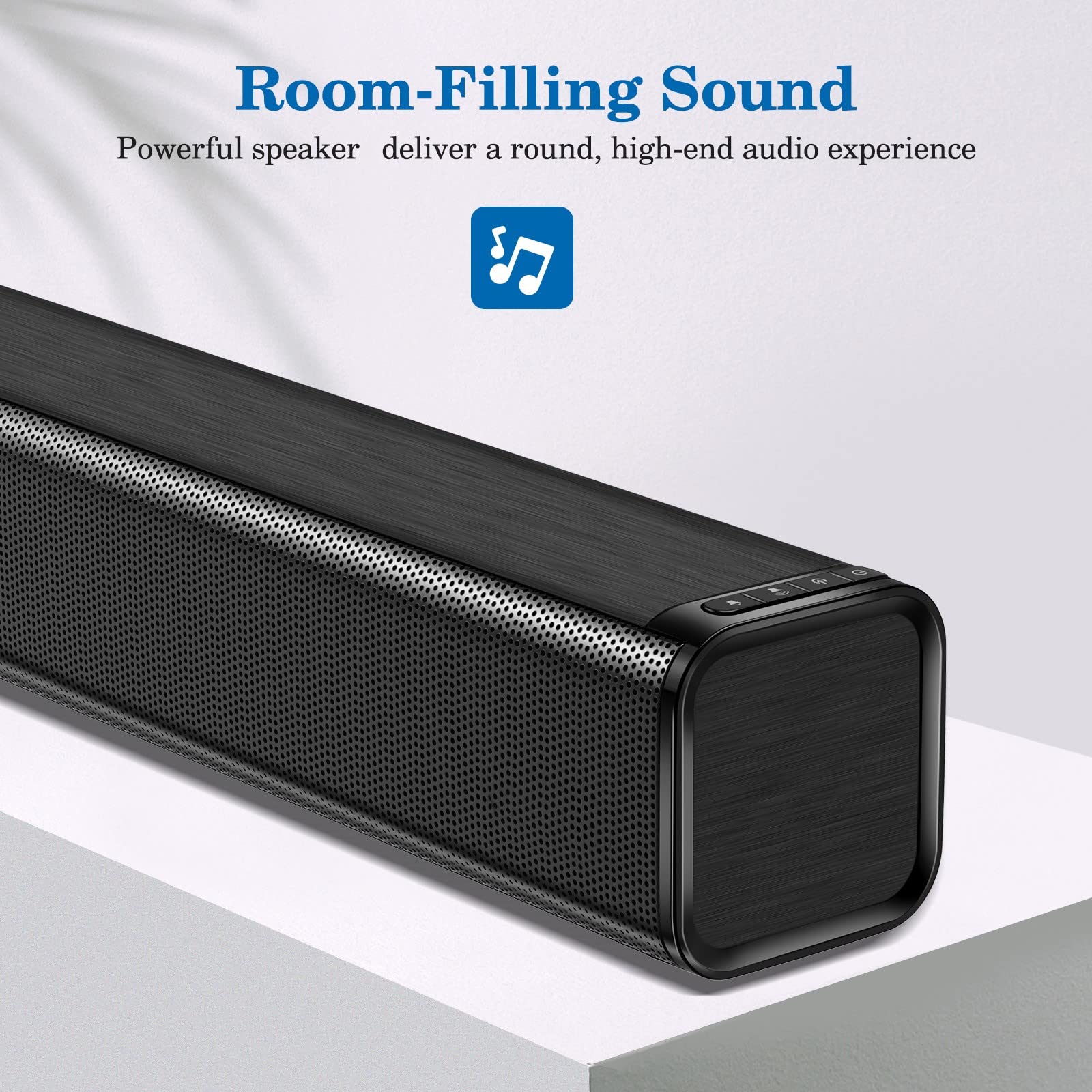 Hsoipn TV Soundbar, Wired & Wireless Bluetooth 5.0 Stereo Sound bar for TV, Three Equalizer Mode Audio Speaker for TV, Optical/Aux/RCA Connection, Wall Mountable, Remote Control