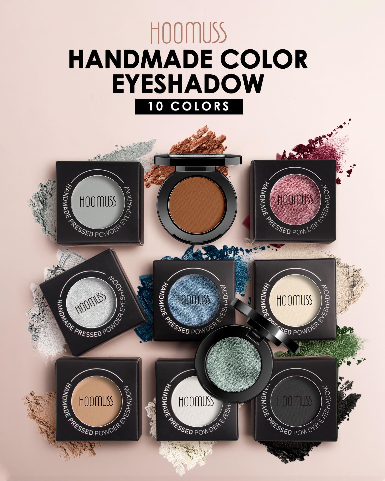 HOOMUSS Nude Naked Eyeshadow Matte Handmade Eye Sahdow Pressed Powder Palette, High Pigmented & Long Lasting, Intense Color Nude Bold Eyes (Nude)