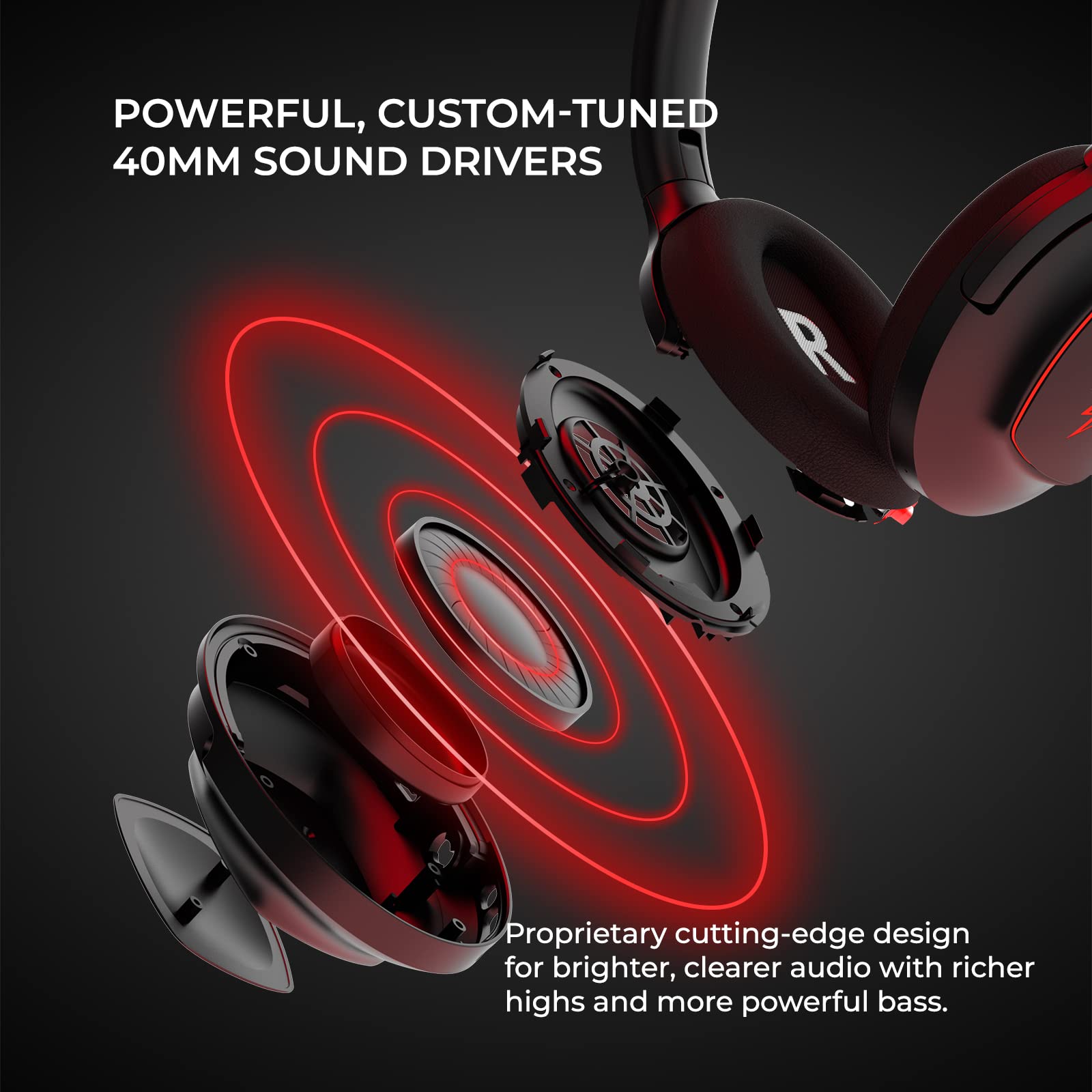 HONSENN Bluetooth Wireless Gaming Headset with Microphone-Spatial Surround Sound-Bendable Noise Canceling Mic-Comfortable Foam Ear Cushions-PC, Mobile, PS-Compatible with All 3.5mm Audio Jack Devices