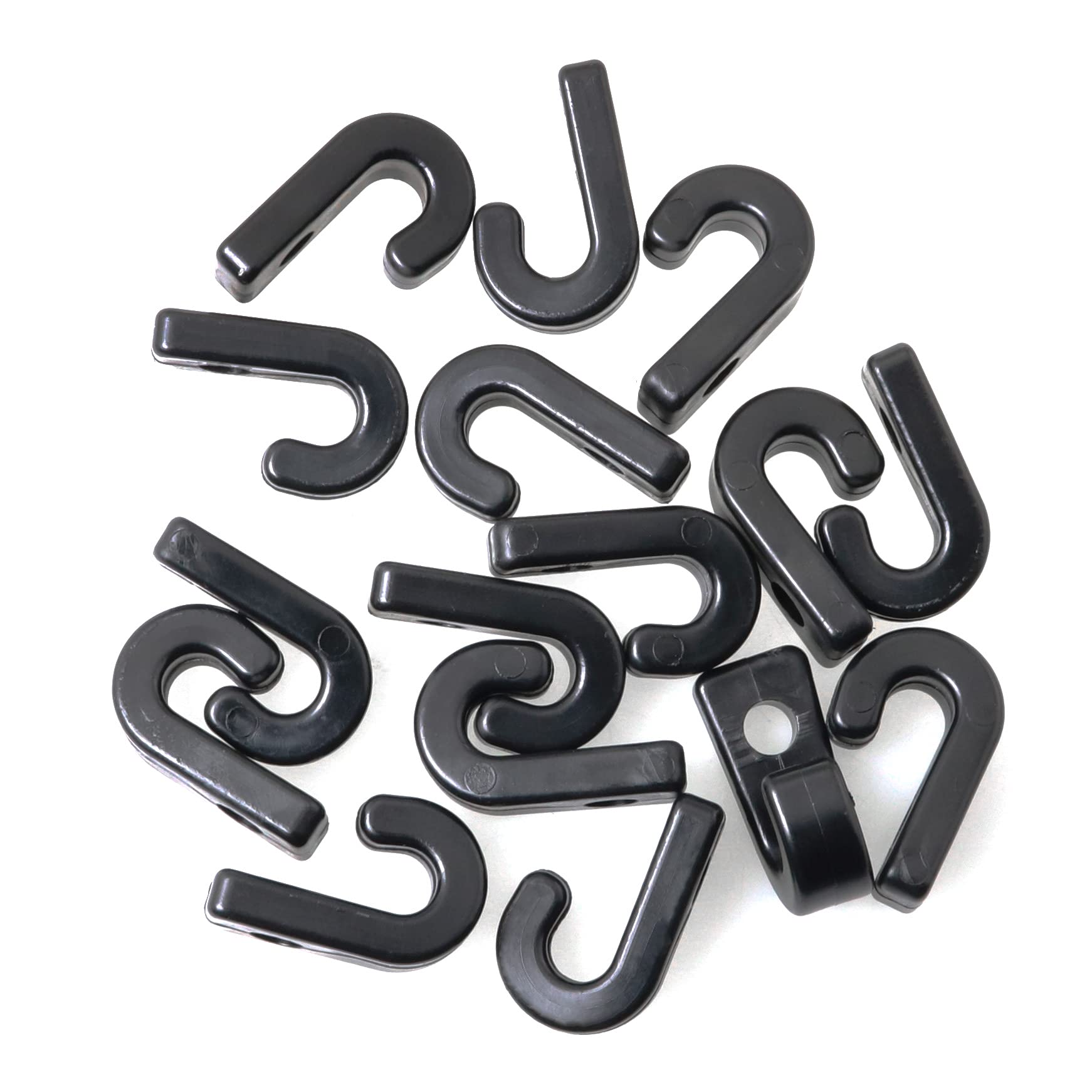 JJHXSM 16pcs J Shape Down Hooks Nylon J-Hooks Lashing Hooks for Kayak Bungee Cord Canoes Boats, Black