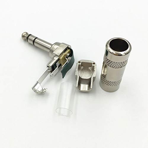 HUASEN Stereo Plug 1/4" Audio Plugs 6.35mm Plug TRS Male 1/4 inch Solder Type Stereo Plug Right Angle Design Connector for DJ Mixer Cables Guitar Cables Phono Patch Cable Microphone Cables(4pack)