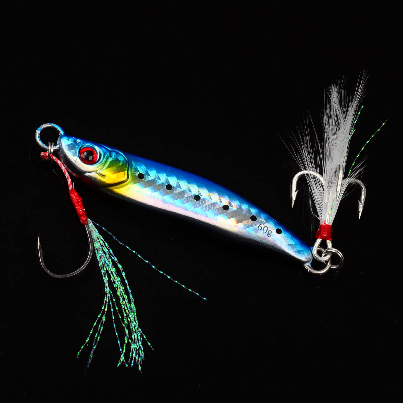 JD Tackle Ocean Saltwater Fishing Metal Lead Jig Vertical Lure 3.5IN 60G / 2.1OZ - 4 Pieces
