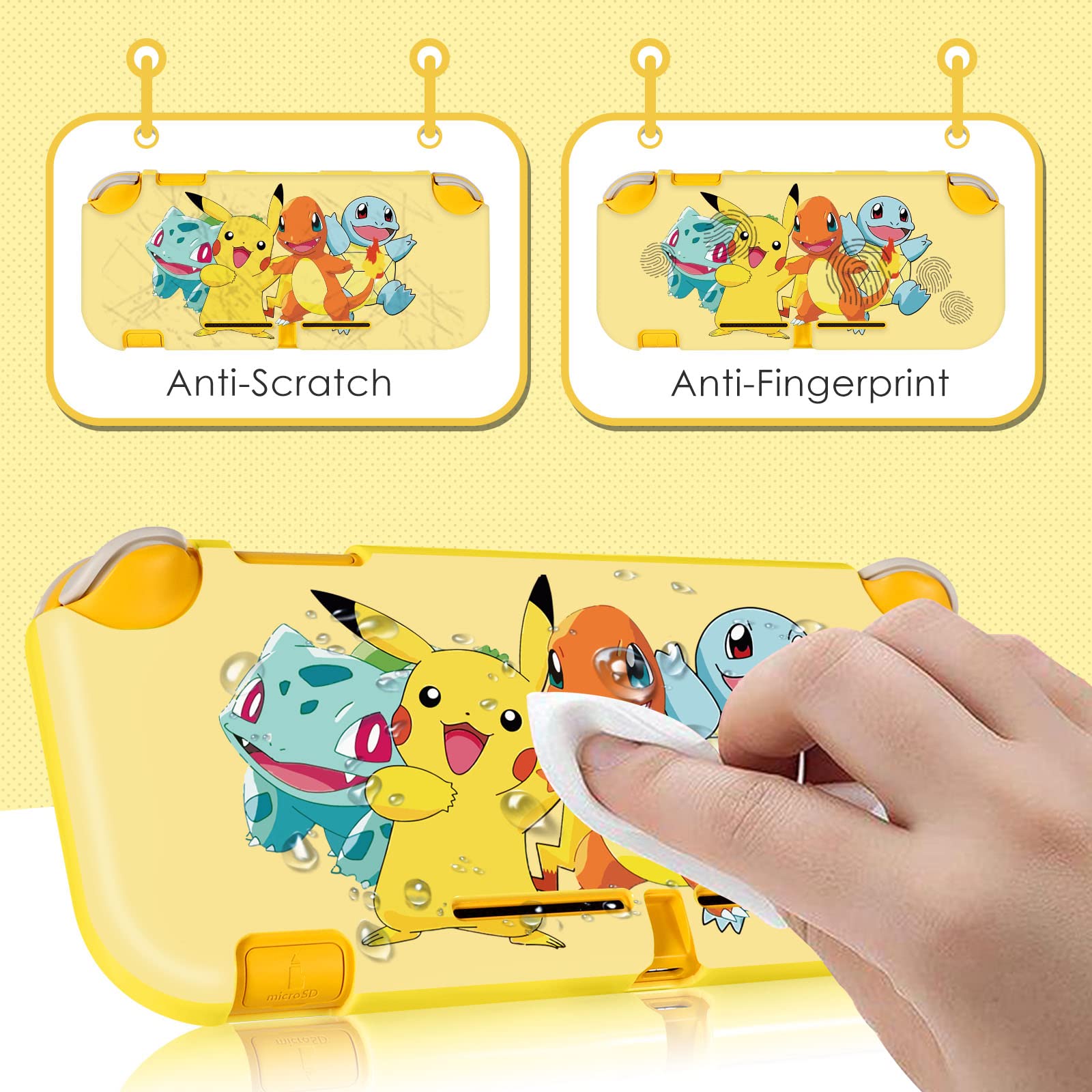 oqpa for Nintendo Switch Lite 2019 Case for Girls Boys Kids PC Cute Kawaii Anime Cartoon Character Design Cool Fun Slim Protective Cases Hard Shell Cover with Screen Protector Glass for Switch Lite,P