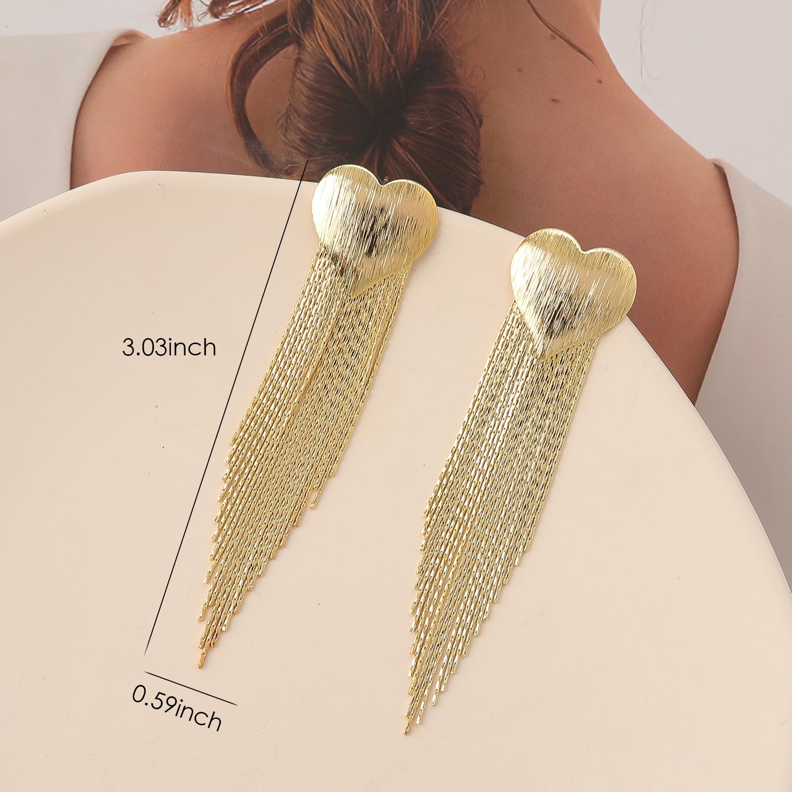 KINIVA Long Tassel Earrings for Women,Silver/Gold Statement Drop & Dangle Earrings,Trendy Jewerly for Wedding Prom Brides Jewelry (148 Gold)