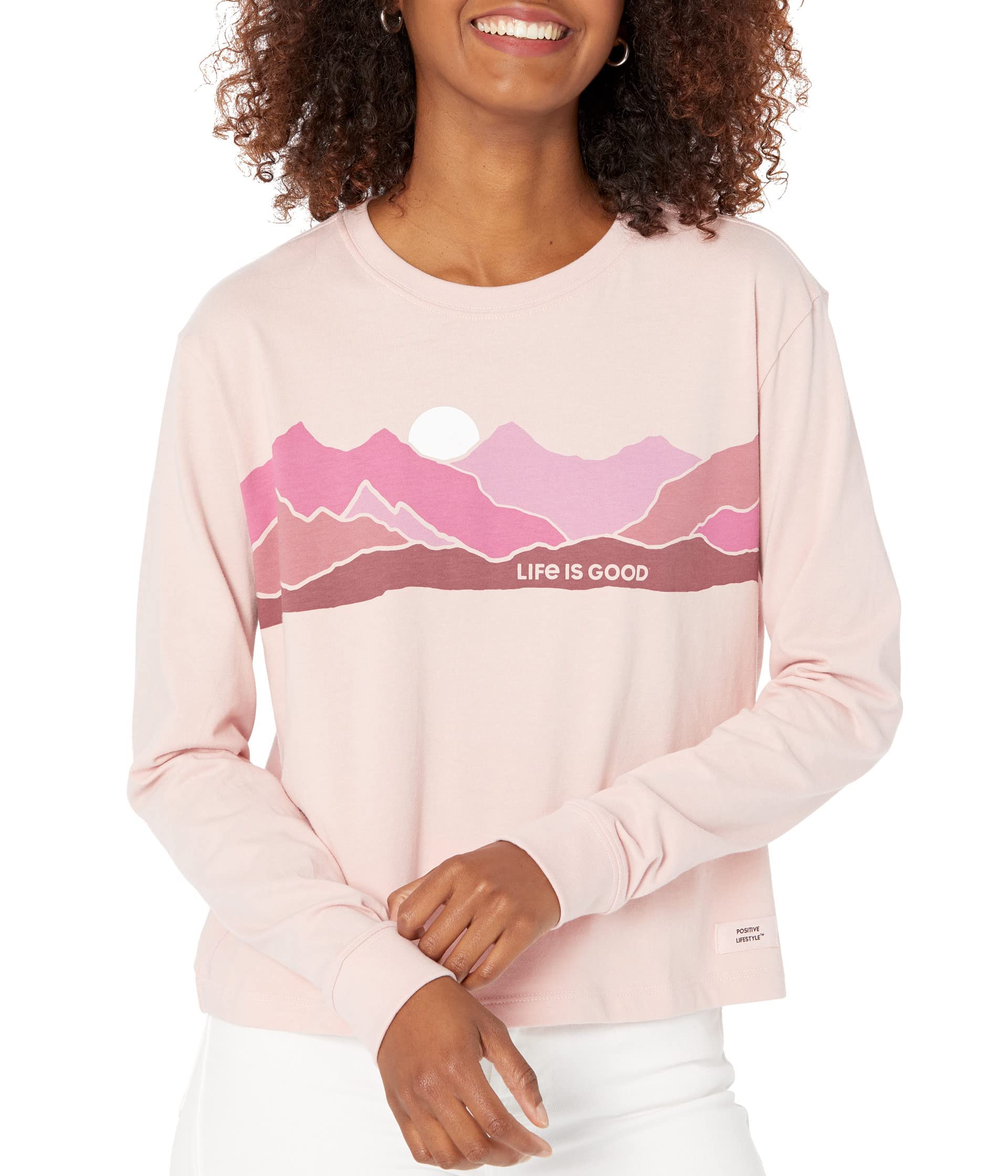 Life is Good Life Isn't Perfect Long Sleeve Boxy Tee Himalayan Pink SM (US 4-6)