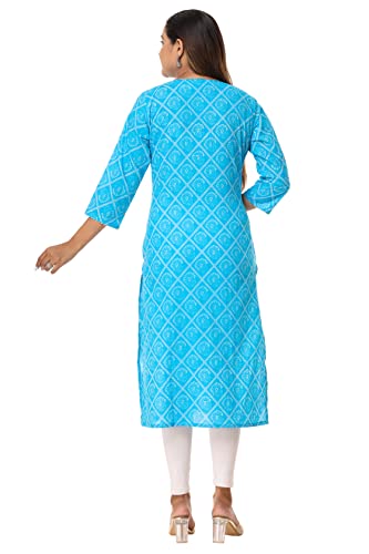 VIHAAN IMPEX Leheriya Printed Casual Blue Tunic Tops For Women Kurta Kurti For Ladies