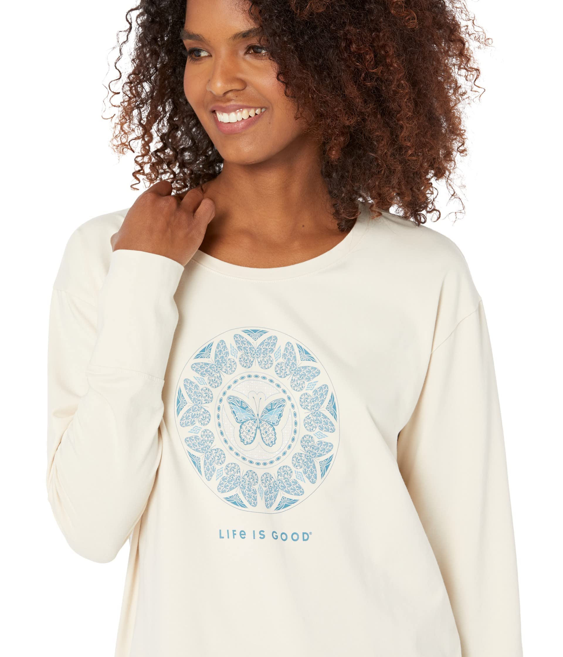Life is Good LIG Butterfly Coin Crusher-Flex™ Tunic Putty White SM (US 4-6)