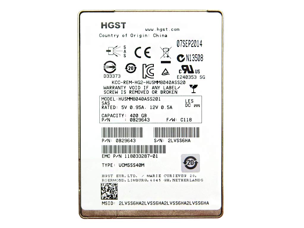 HGST HUSMM8040ASS201 Ultrastar SSD800MM 400GB 2.5inch MLC TCG SAS 12Gb/s SSD Solid State Drive 0B29643 Compatible Replacement Spare Part for Laptop and Desktop Systems