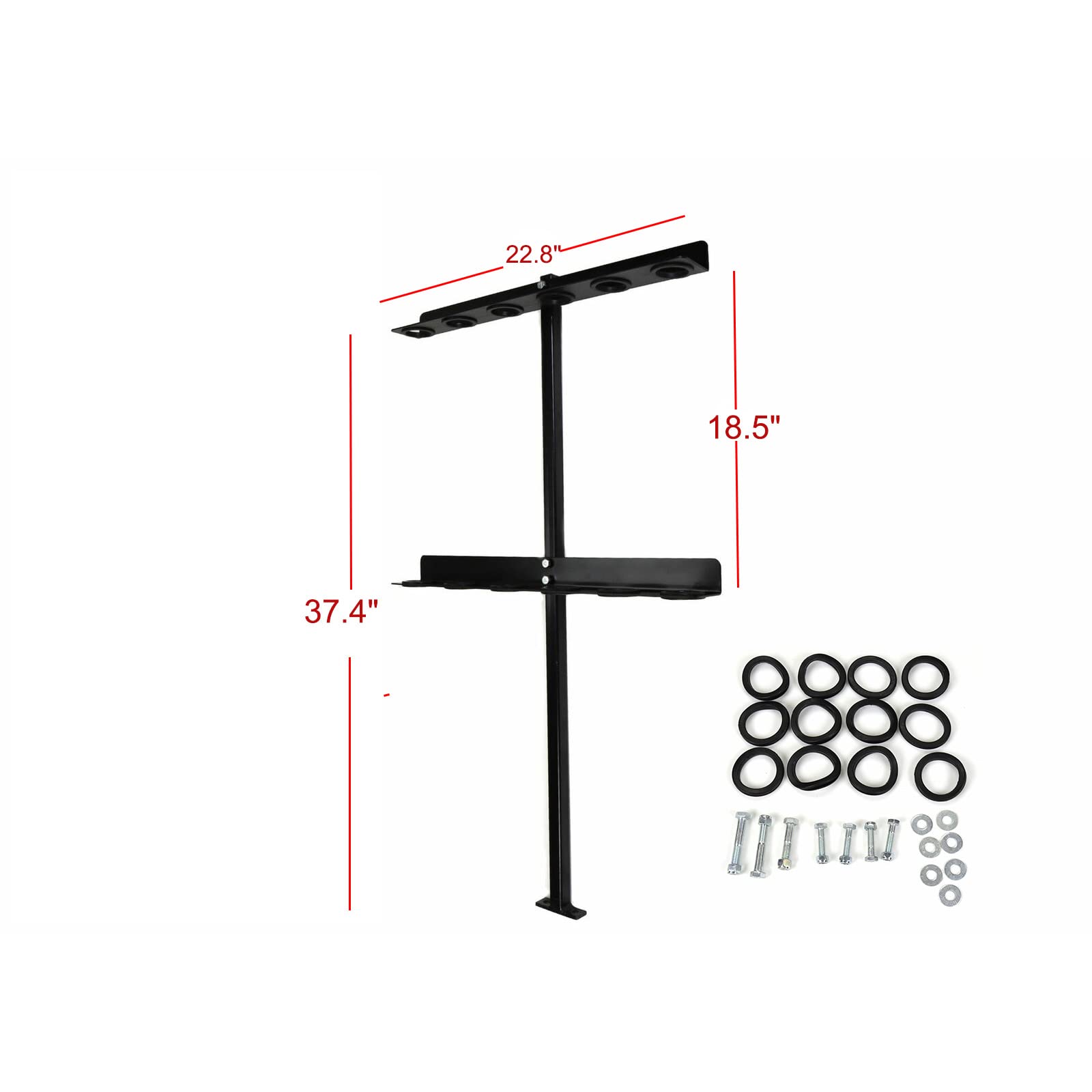 Hand Tool Rack with 6 Tool Hole for Truck Trailer,Landscape Hand Tool Rack for Open Style Trailers,Hand Tool Rack with Rubber Grommets and Mounting Hardware, Black Powder Coated