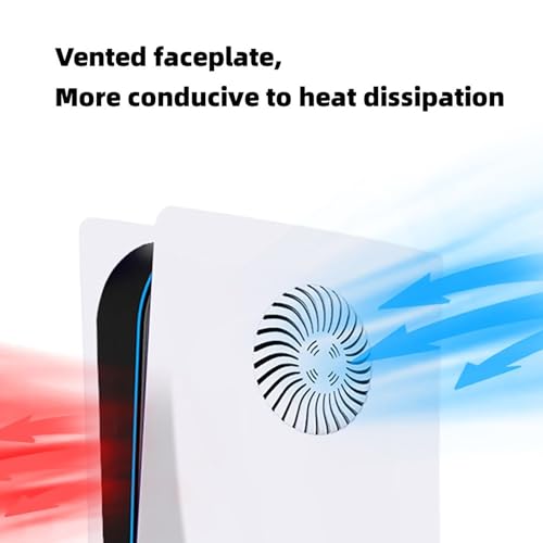 New for PS5 Extra Cover Plates Faceplate White Replacement, Compatible with for PlayStation 5 Disc Edition Game Consoles, DIY Frosted Protective Shell with Radiator Windows & Dustproof Mesh
