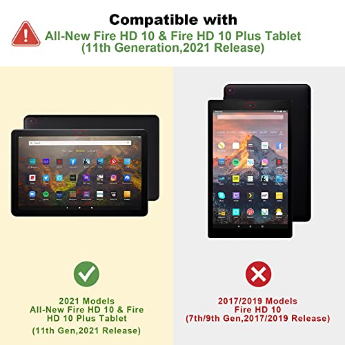 Kindle Fire HD 10 & HD 10 Plus Case(11th Generation,2021 Model Release),Auto Sleep/Wake Multi-Angle Stand Folio Cover for Amazon Tablet with Pocket/Card Slots,Grey