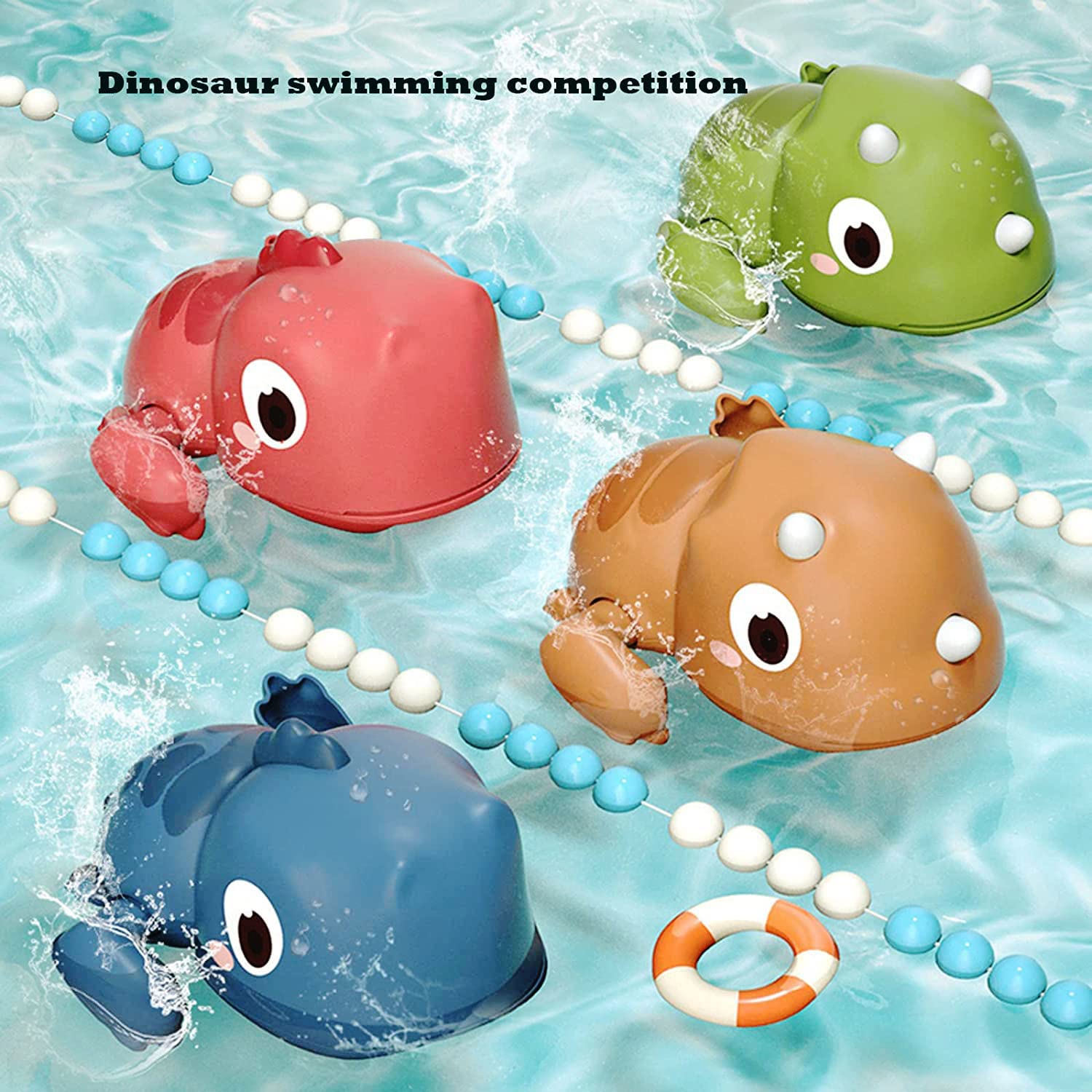 LAYPUNY Baby Bath Toys 6 Pack Dinosaur Floating Wind- Up Swimming Toys Pool Game Kid Bathtub Gift for Toddlers1-3 4 5 (6 Sets)