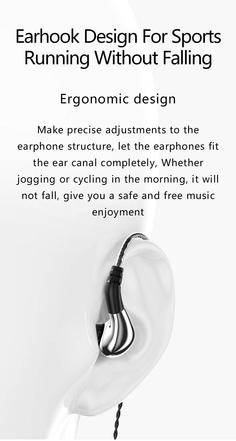 H HIFIHEAR BLON BL03 in Ear Earphone,10mm Carbon Diaphragm Dynamic Drive in Ear Earphone, Metal Shell Bass HiFi DJ in Ear Monito with 2pin Detachable Cable