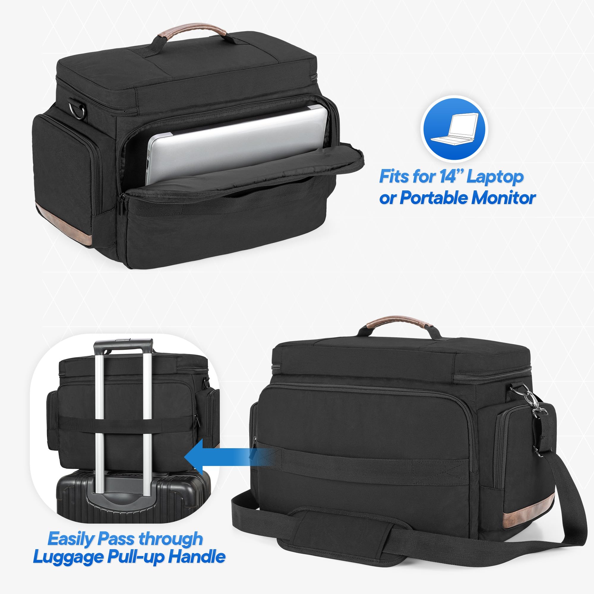 LoDrid Travel Carry Case Compatible with PS5 for Console and 15.6" Laptop, Protective Gaming Bag with Handle and Shoulder Strap, Black