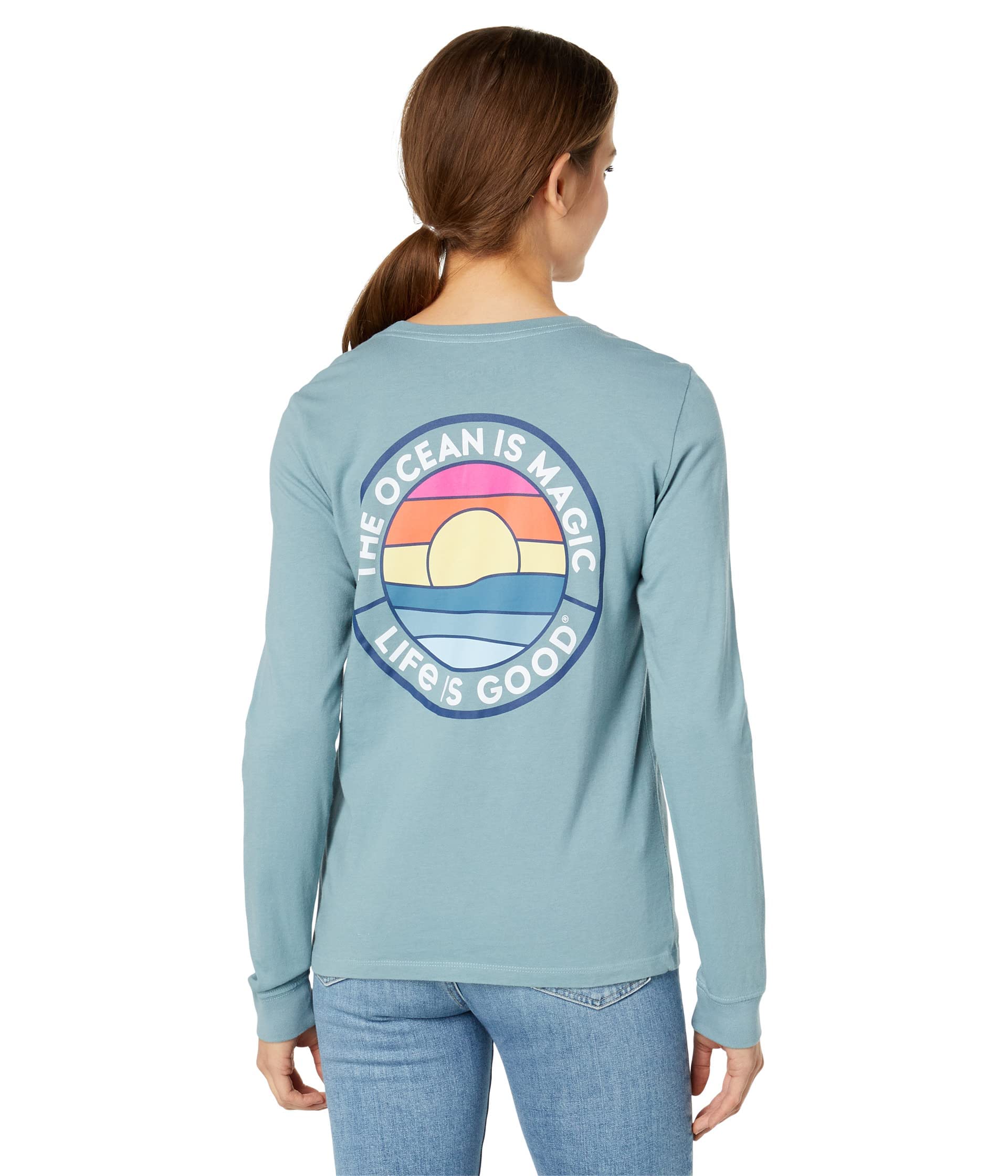 Life is Good The Ocean is Magic Coin Long Sleeve Crusher™ Tee Smoky Blue SM (US 4-6)