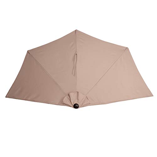 Villacera Half Round Patio Umbrella with Easy Crank β Compact 9ft Semicircle Outdoor Shade Canopy for Balcony, Porch, or Deck (Beige)