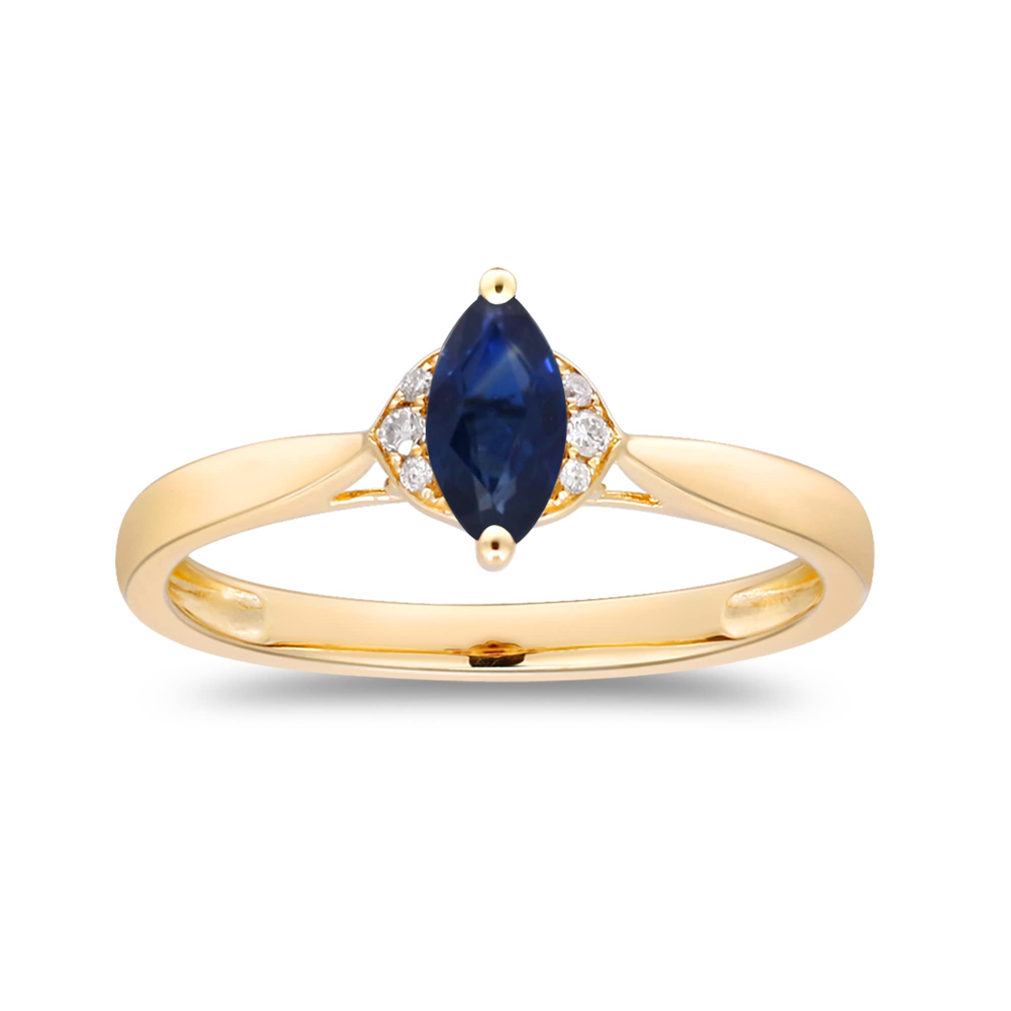 Gin & Grace women's 14K Yellow Gold With Natural Blue Sapphire &Natural Diamond (I1) Ring QA1210R-BS-7 7