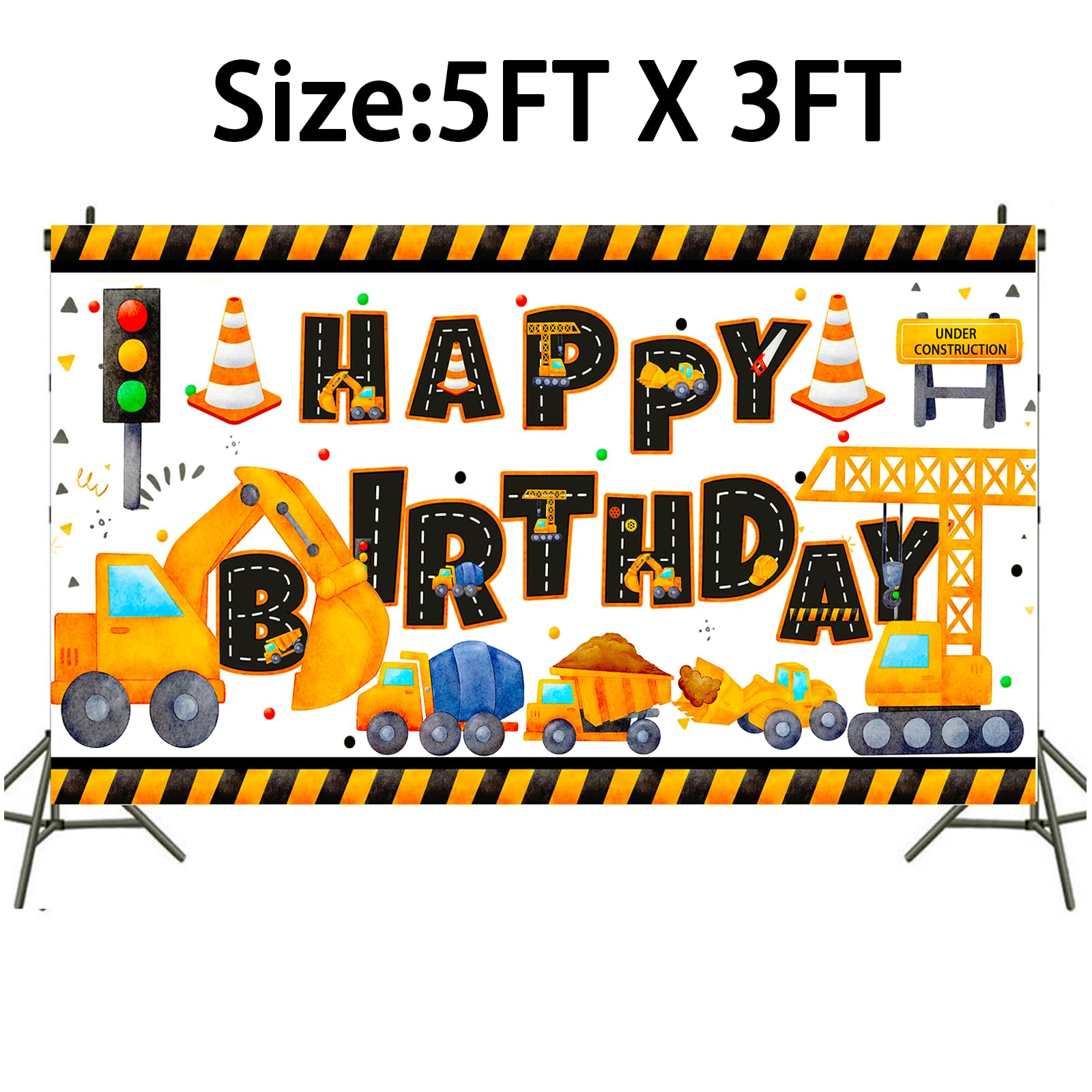 Guienco Construction Birthday Party Decorations Includes Construction Birthday Party Theme Supplies Backdrop(5FTX3FT) for Kids Birthday Party Baby Shower Partys Supplies