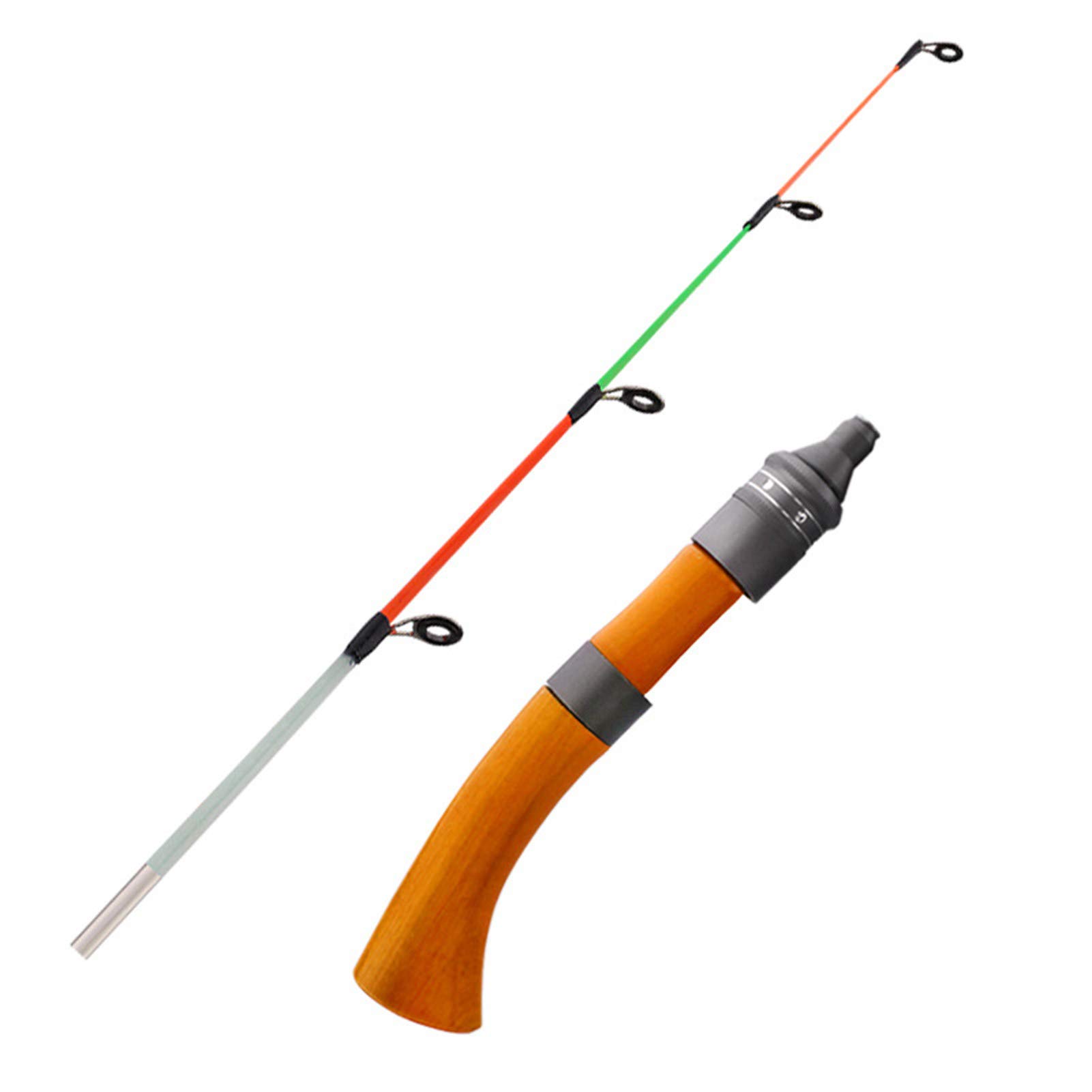 Hislaves Ice Fishing Tool,59cm Winter Ice Fishing Pole 2 Section Children Fish Rod Solid Wooden Handle