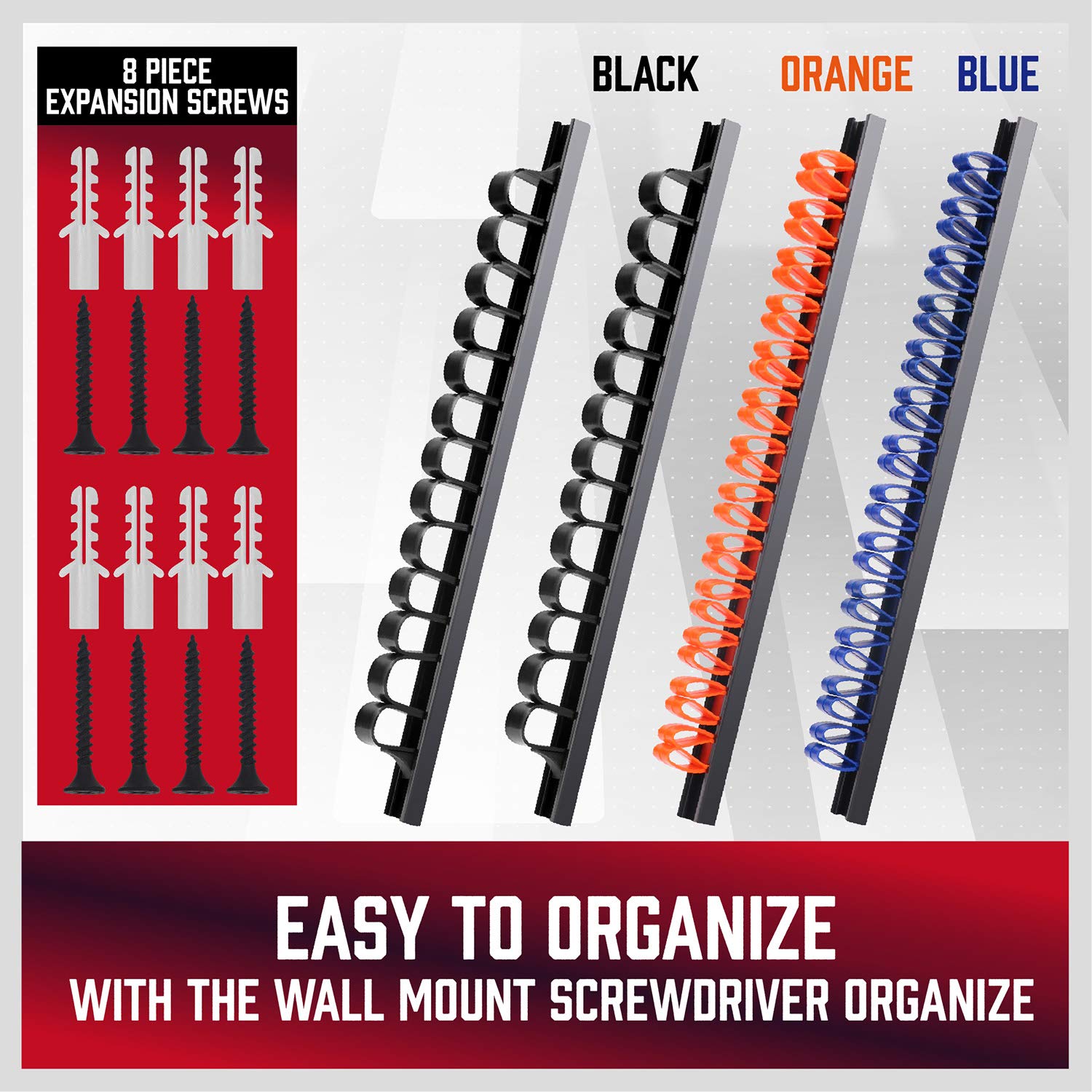 HORUSDY 4-Piece Screwdriver Organizer and Wrench Organizer, Hand Tool Holder with Clips