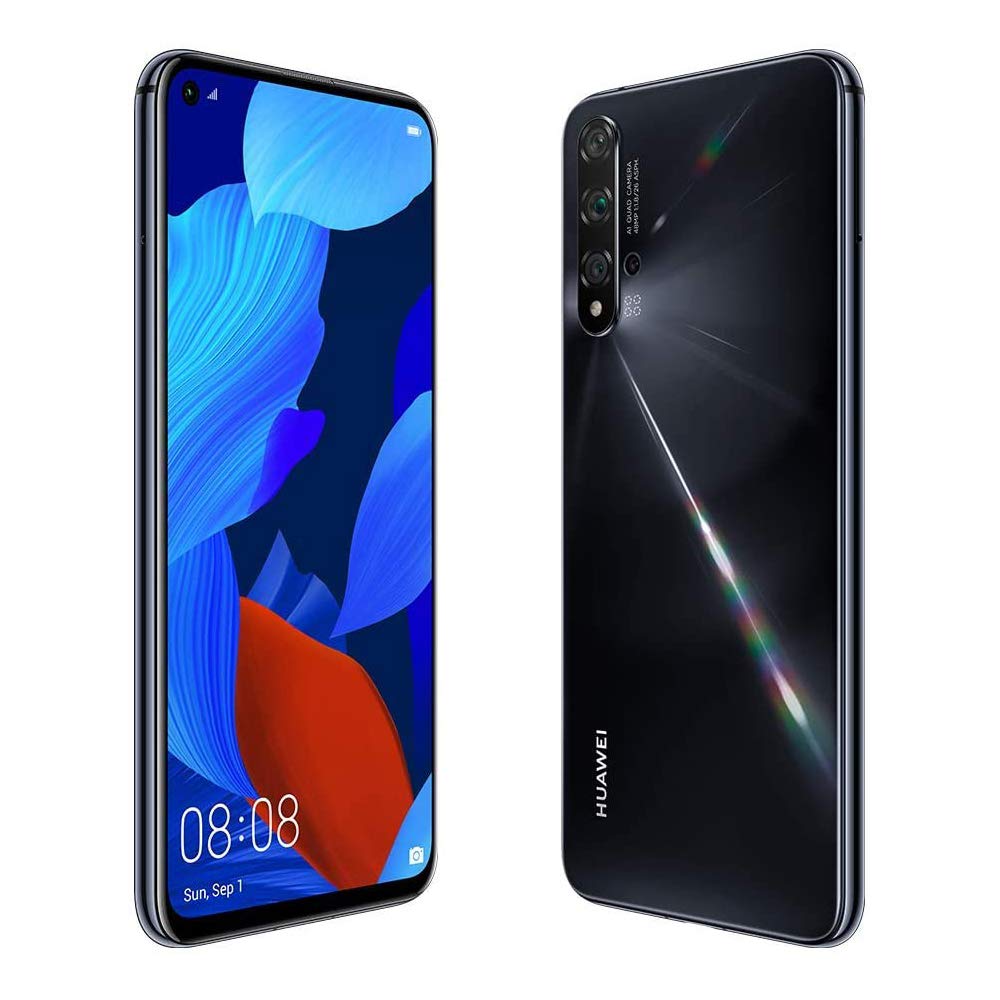 HUAWEI Nova 5T (128GB, 6GB) 6.26" LCD, Kirin 980, 48MP Quad Camera, 22.5W Fast Charge, Dual SIM GSM Unlocked Global 4G LTE International EU Plug with US Adapter (Black)