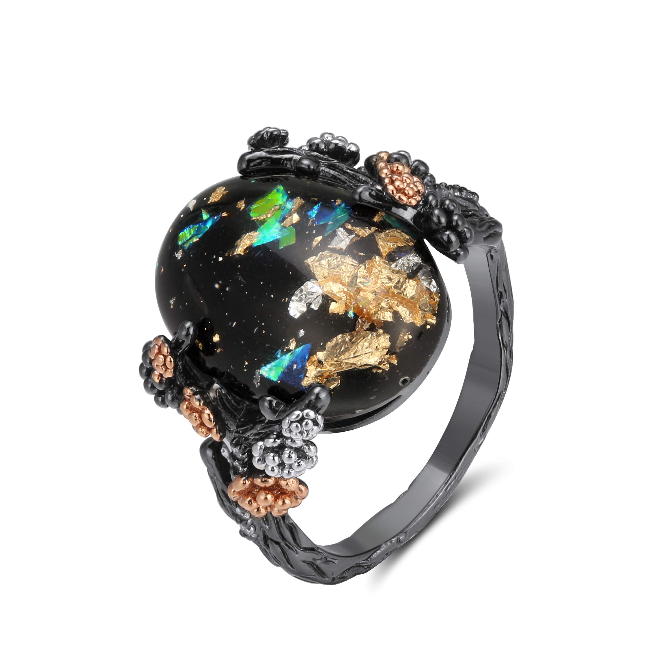 Ginger Lyne Collection Henrietta Simulated Fire Opal Ring - Sterling Silver Tree Branch Setting - Elven Fairy Flower Design for Engagement Statement Womens Promise Rings