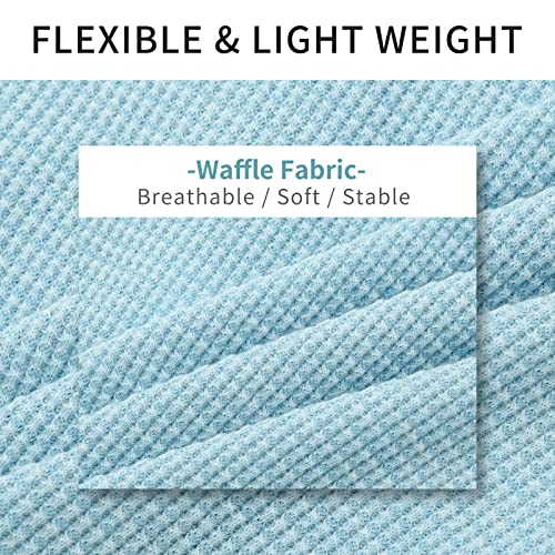 KYEESE Waffle Dog Shirt, Blue, L-Chest(18), Soft Stretchy, Lightweight, Breathable, Sleeveless, Plaid Patchwork, Small Breeds, Round Neck