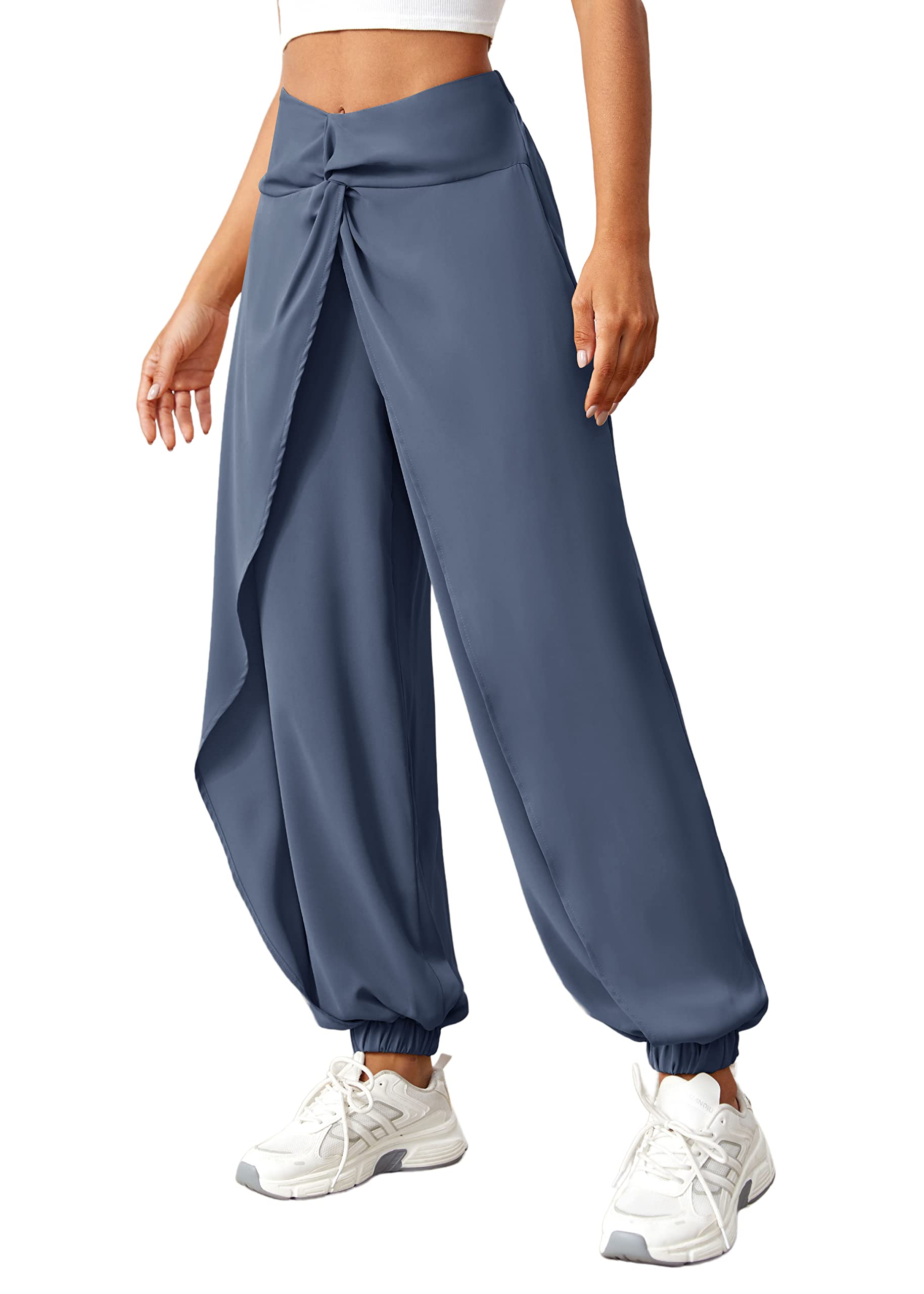 LAICIGO Women's Harem Pants, Hippie Palazzo Pants Boho Joggers Yoga Sweatpants Dark Blue